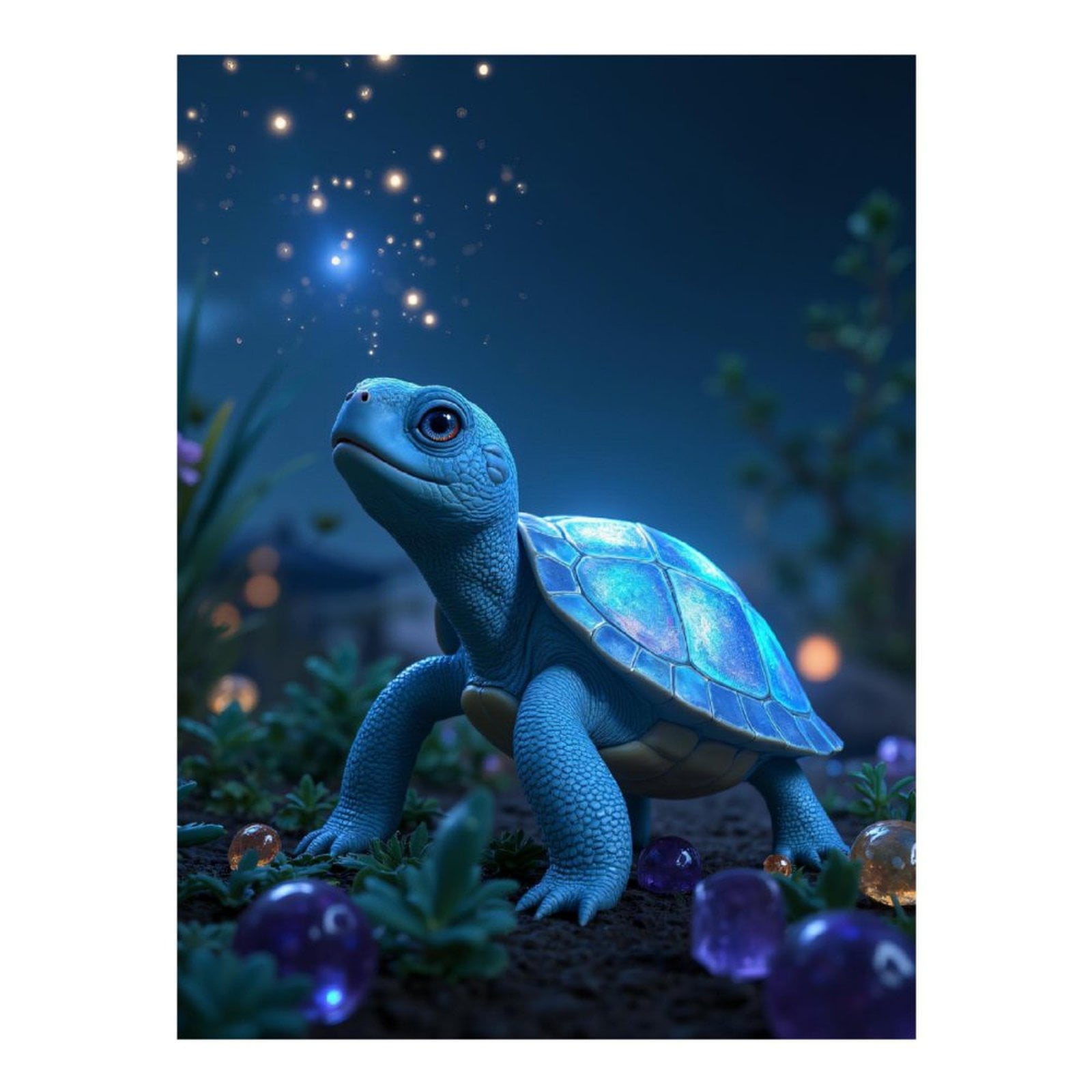 Diamond Art Kit for Adults, Blue Turtle Magical Night Spheres Diamond ...