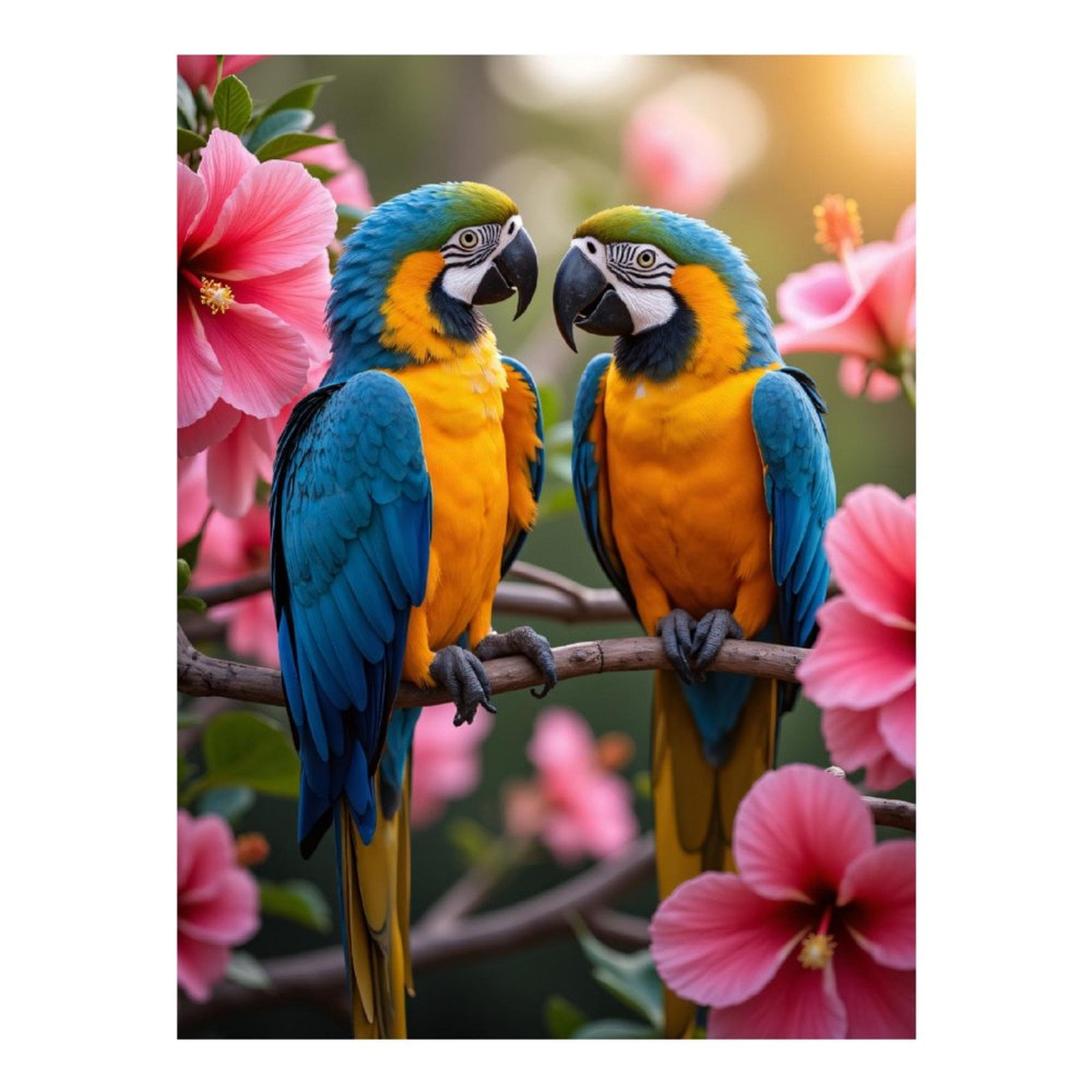 Diamond Art Kit for Adults, Blue Yellow Parrots Pink Flowers Diamond ...