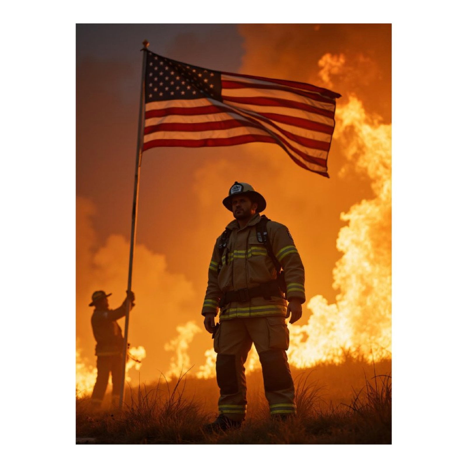 Diamond Art Kit for Adults, Bravery Firefighter American Flag Diamond ...