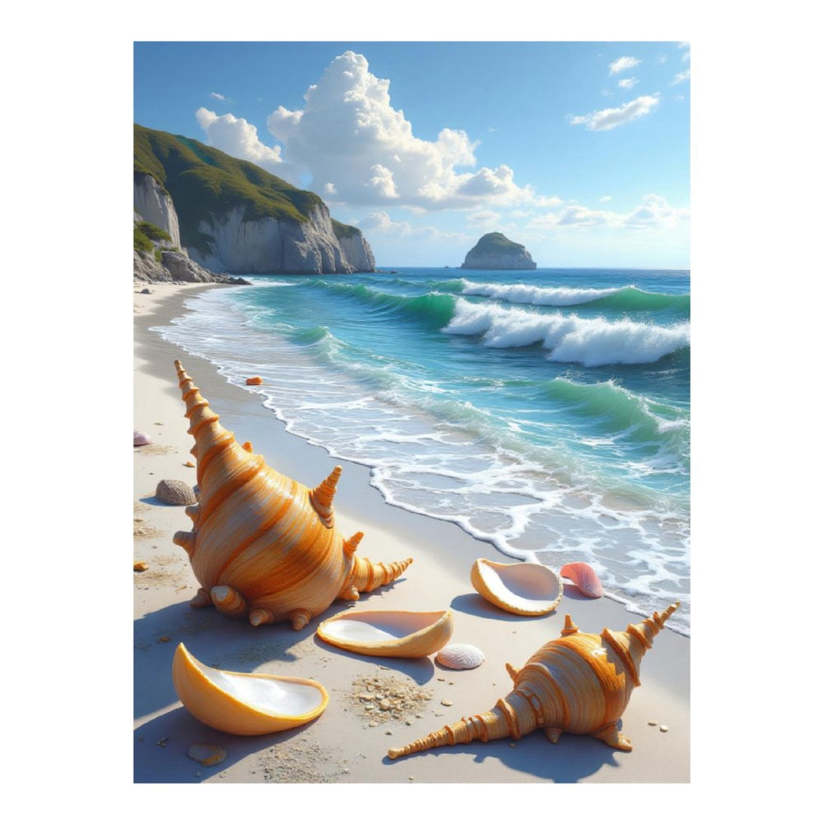 Diamond Art Kit for Adults, Bright Beach Conch Print No.61 Diamond ...