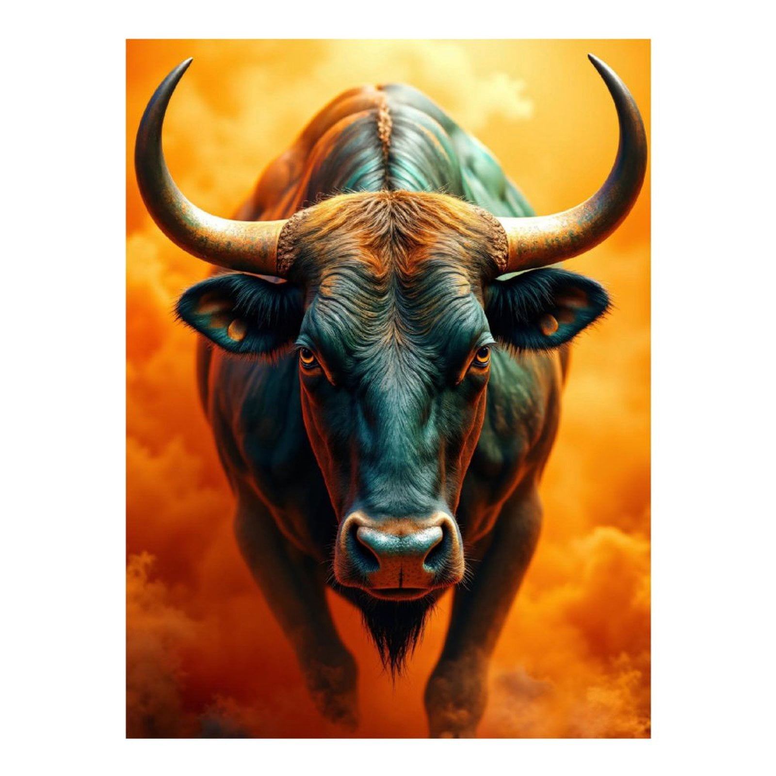 Diamond Art Kit for Adults, Bull In Fiery Cloudscape Diamond Painting ...