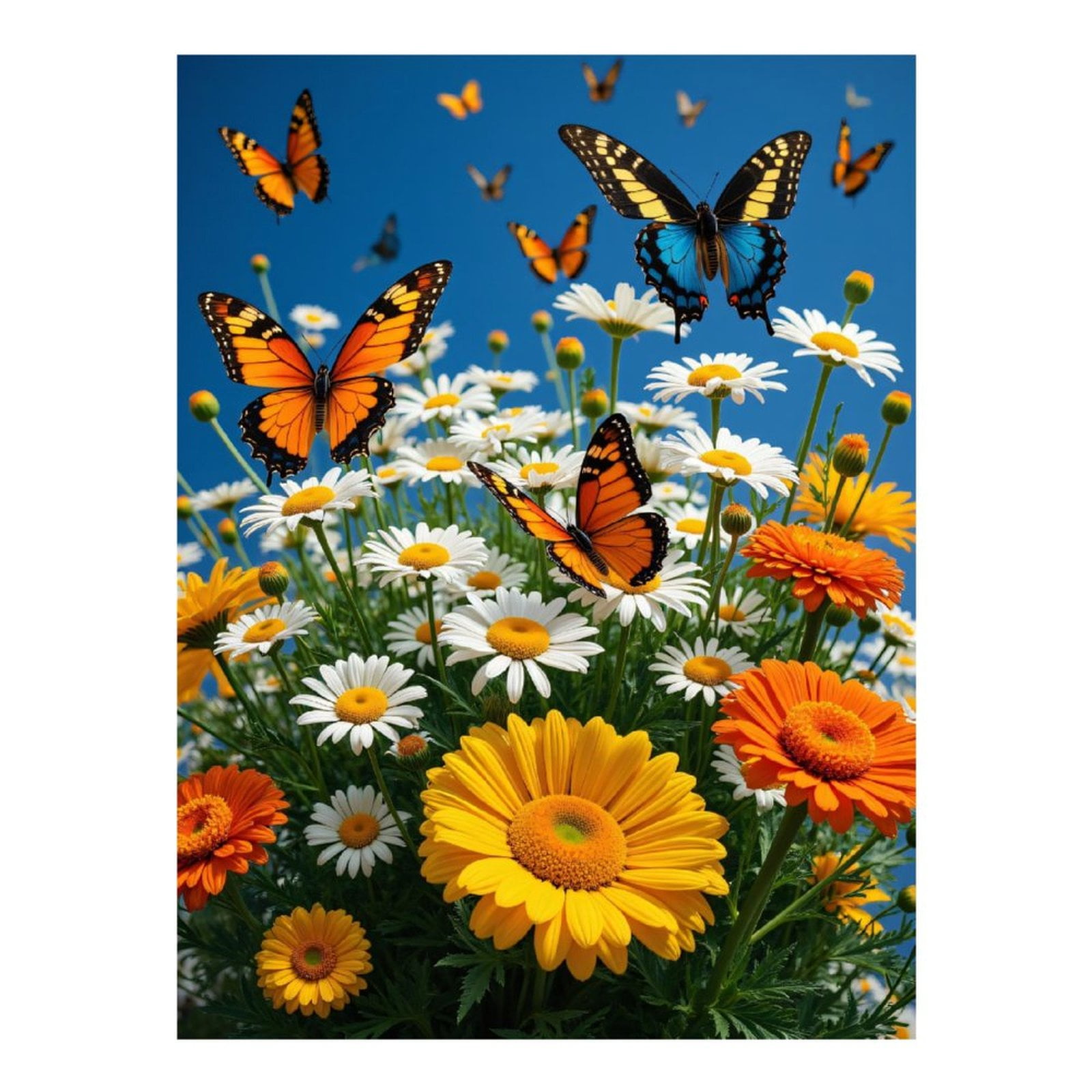 Diamond Art Kit for Adults, Butterflies Daisies Blue Sky Garden Diamond ...