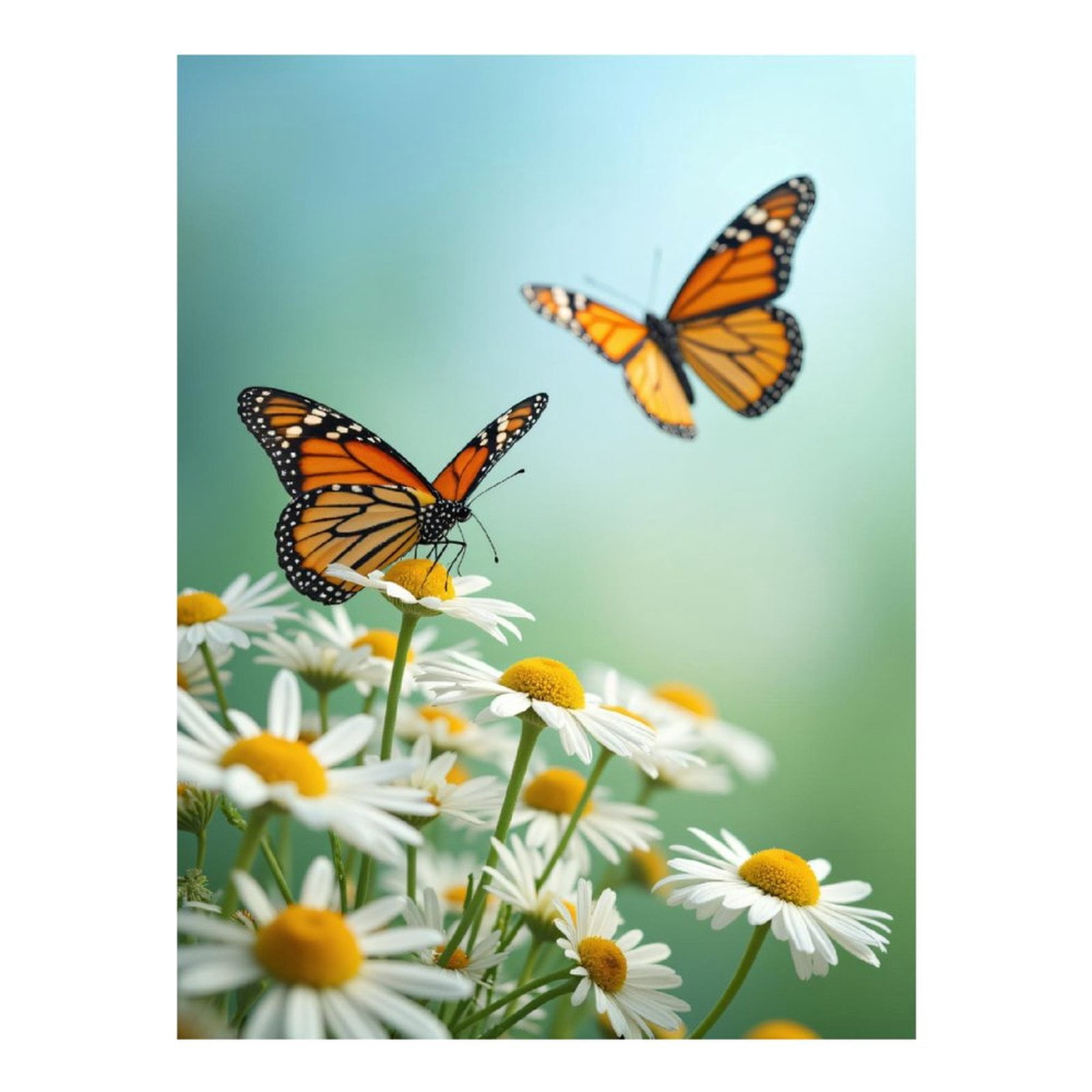 Diamond Art Kit for Adults, Butterflies On Daisies In Spring Diamond ...