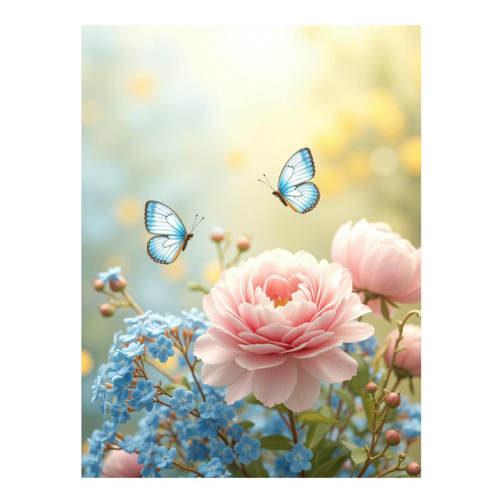 Diamond Art Kit for Adults, Butterflies Pink Blue Flowers Spring ...