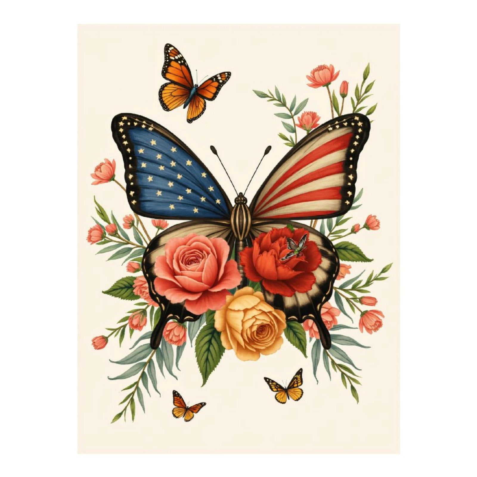 Diamond Art Kit for Adults, Butterfly Roses Floral Pattern Diamond ...