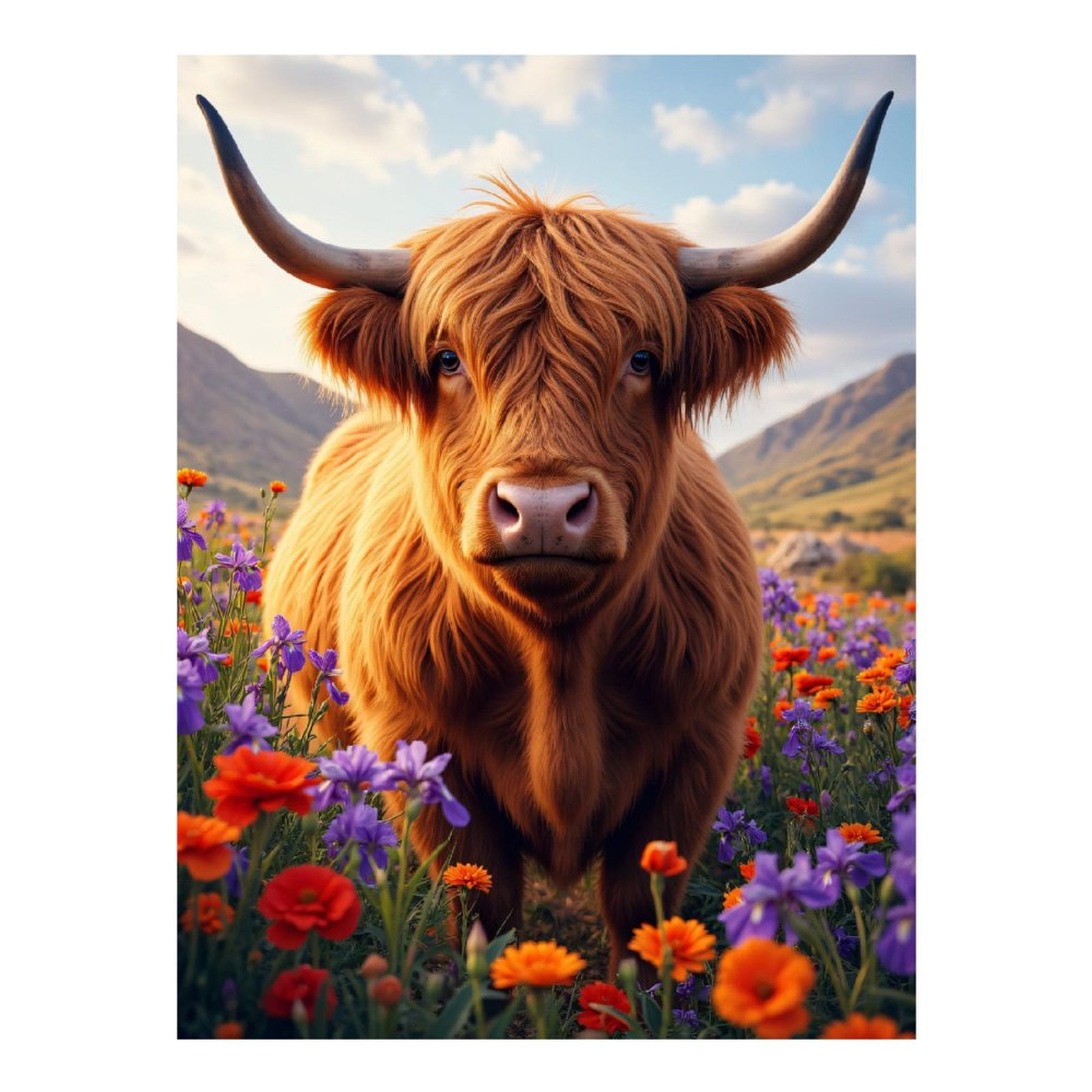 Diamond Art Kit for Adults, Calm Cow In Vibrant Field Diamond Painting ...