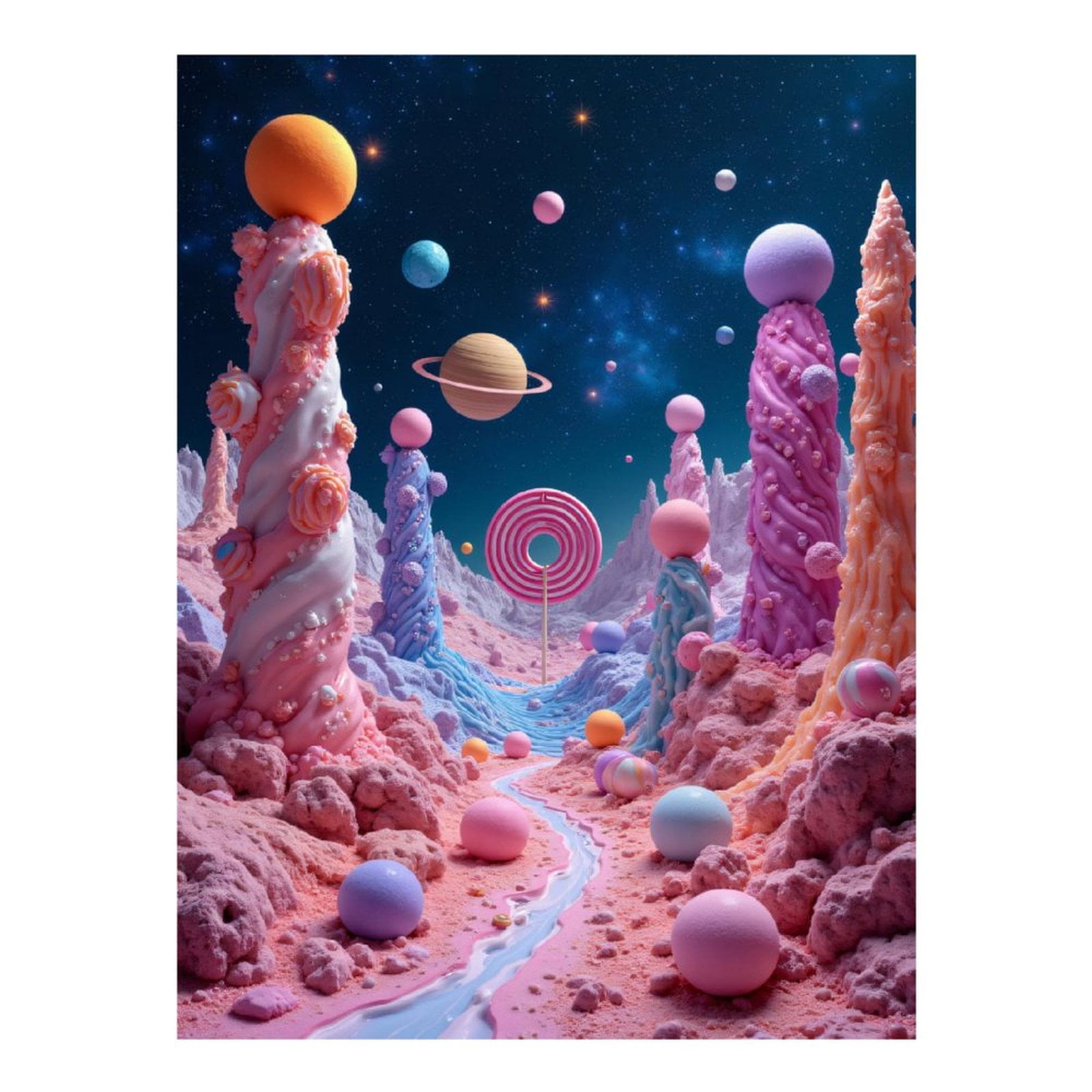 Diamond Art Kit for Adults, Candy Planet Dreamscape Pastel Peaks ...