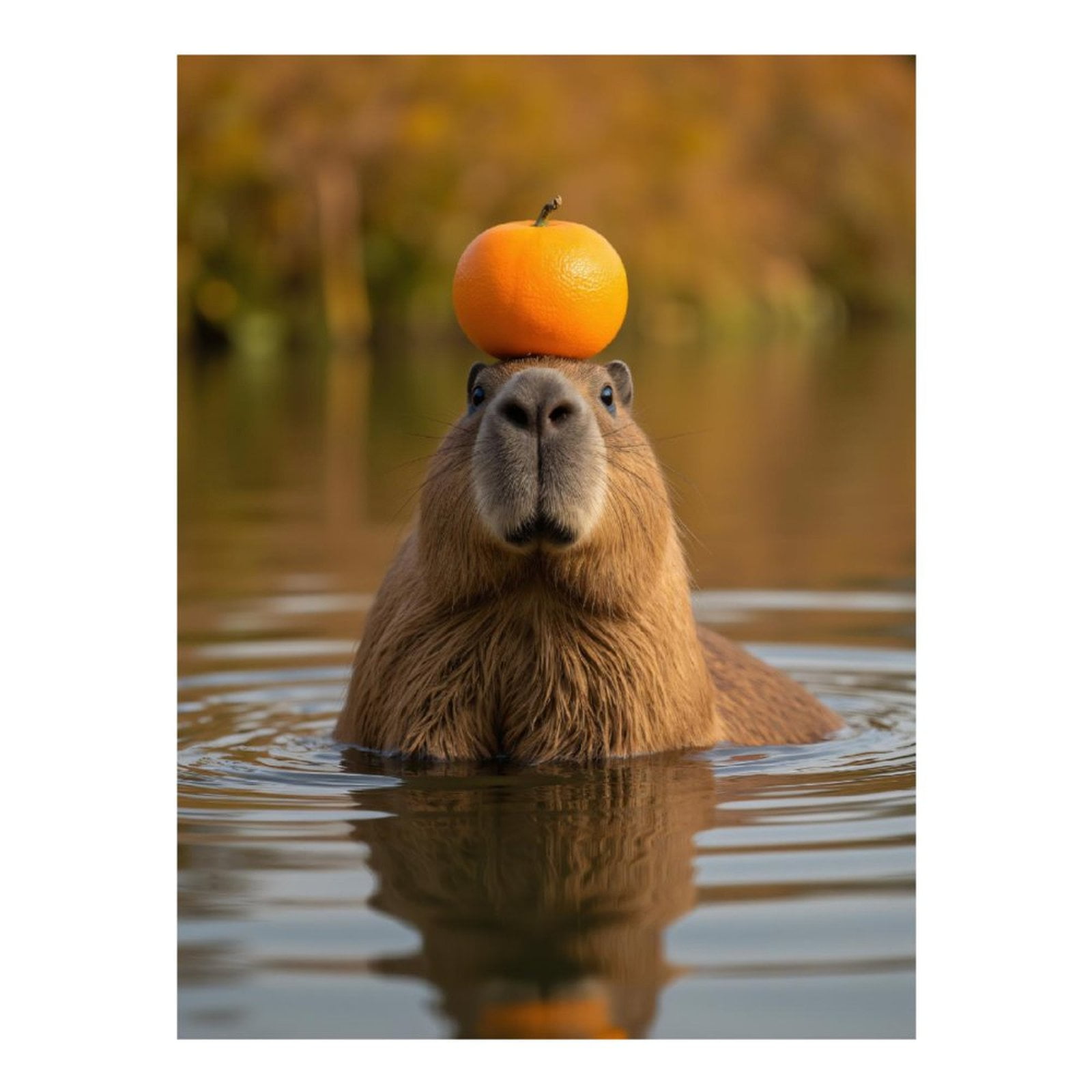 Diamond Art Kit for Adults, Capybara Balancing Orange Lake Diamond ...