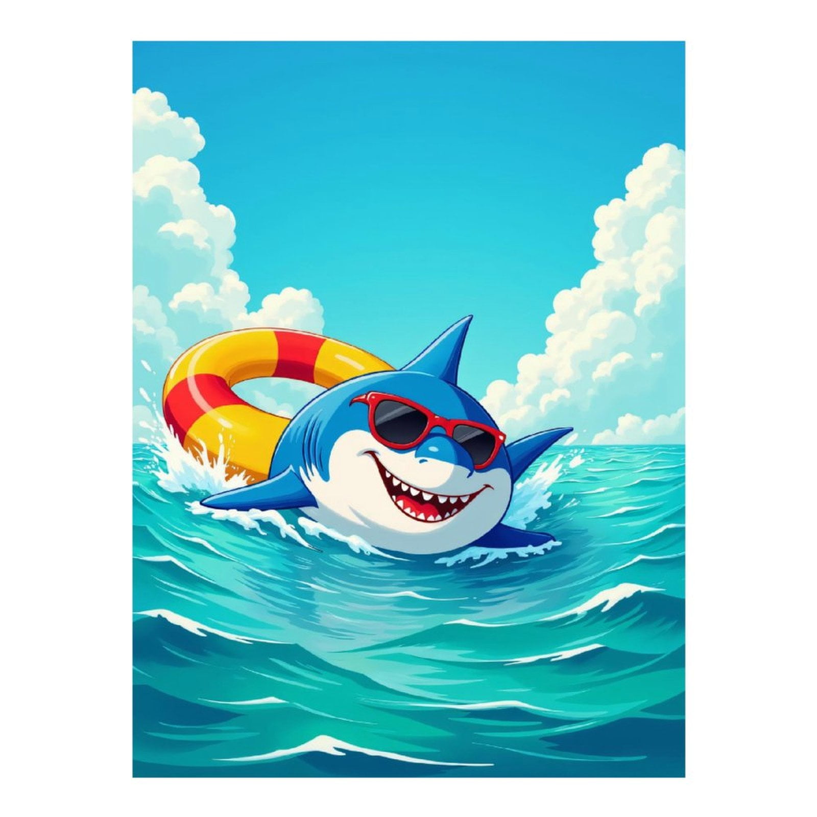 Diamond Art Kit for Adults, Cartoon Shark Sunglasses Swim Fun Diamond ...