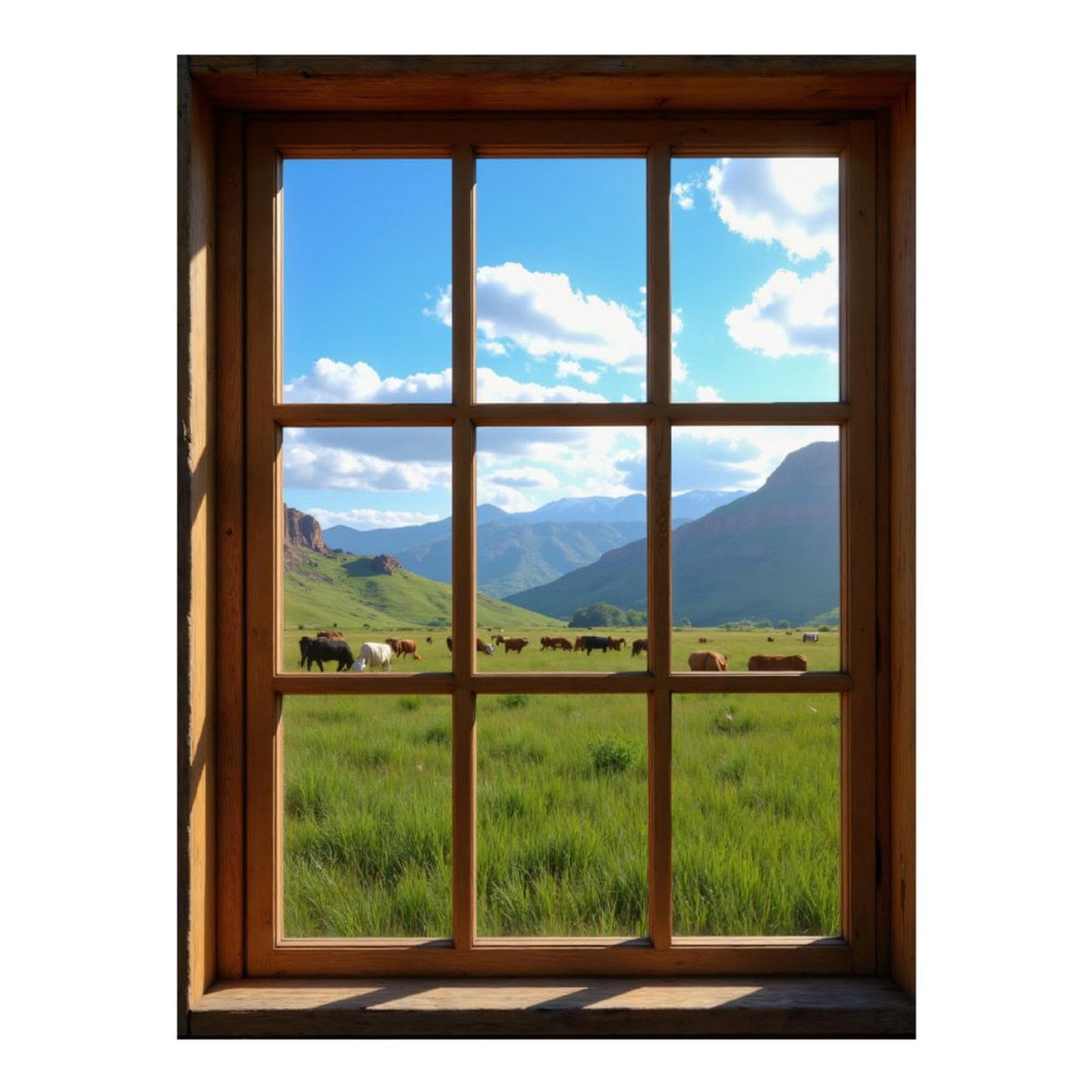 Diamond Art Kit for Adults, Cattle Pasture Scenic Window View Diamond ...