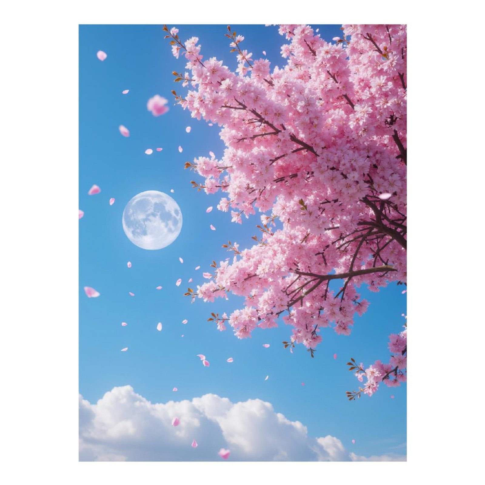 Diamond Art Kit for Adults, Cherry Blossom Moonlight Sky Diamond ...