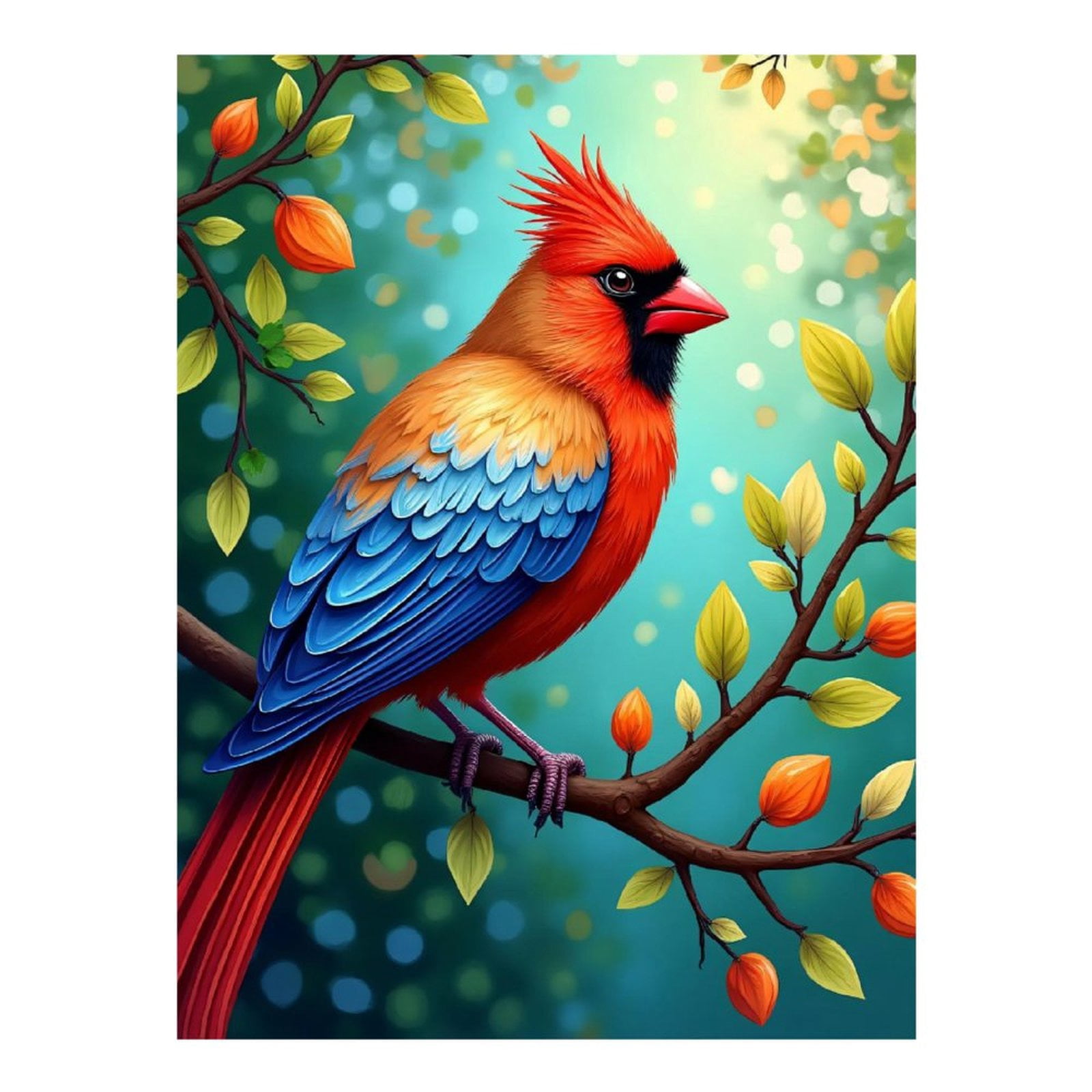 Diamond Art Kit for Adults, Classic Cardinal Bird Botanical Print No ...