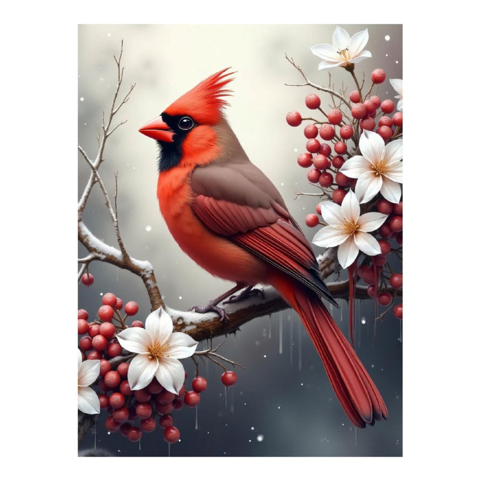 Diamond Art Kit for Adults, Classic Cardinal Bird Bouquet Print No.26 ...
