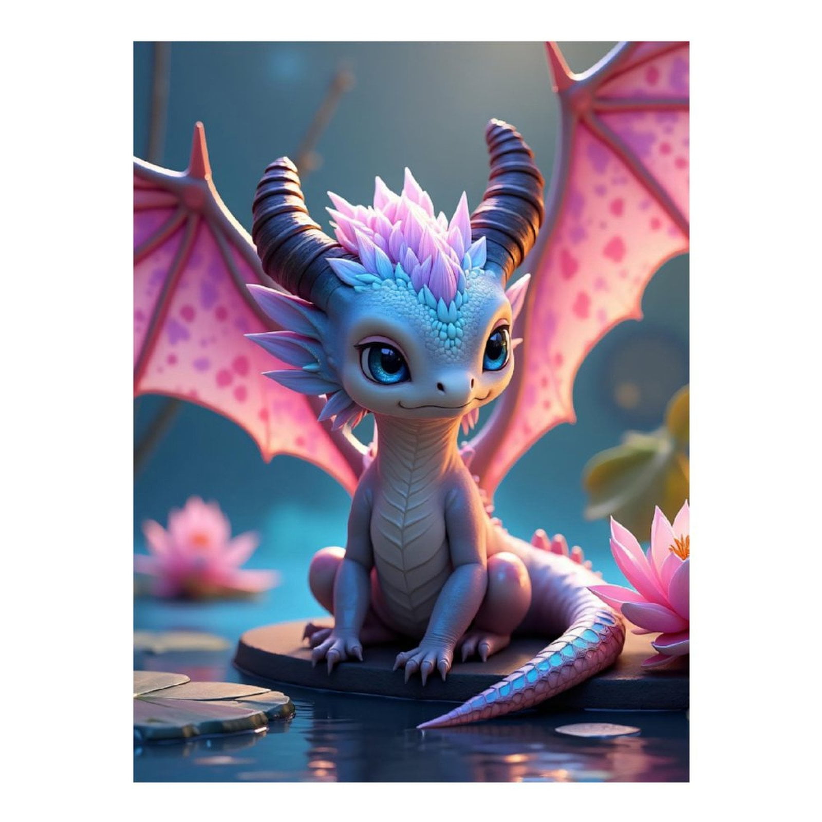 Diamond Art Kit for Adults, Classy Dragon Pink Blue Print No.180 ...