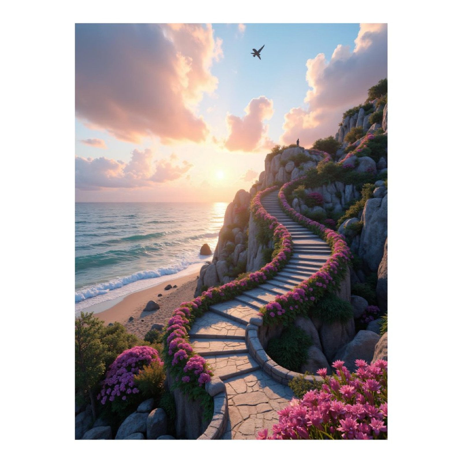Diamond Art Kit for Adults, Coastal Pathway Sunrise Diamond Painting ...