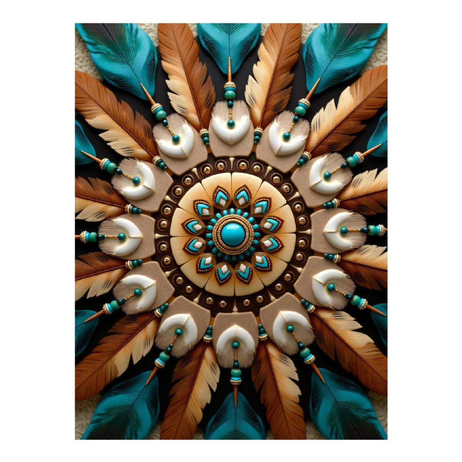 Diamond Art Kit for Adults, Colorful Feather Mandala Design Diamond ...