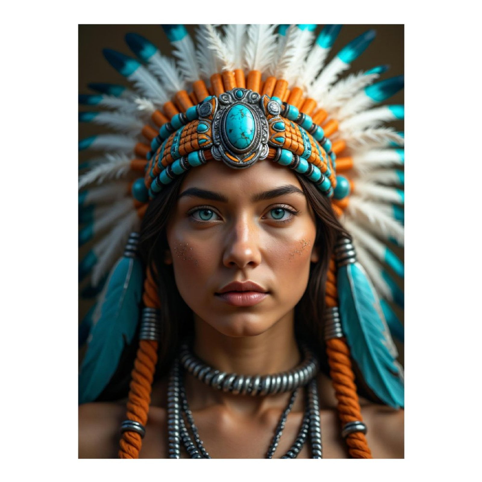 Diamond Art Kit for Adults, Colorful Feathered Headdress Portrait ...