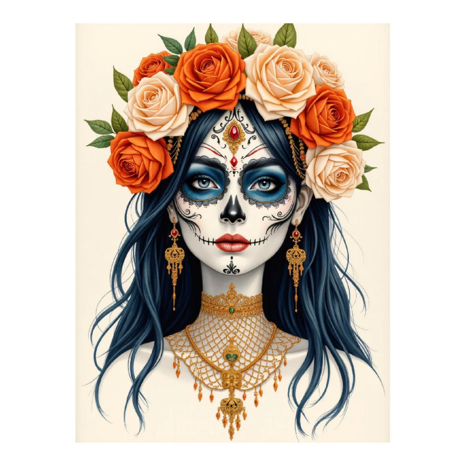 Diamond Art Kit for Adults, Colorful Floral Skull Makeup Portrait ...