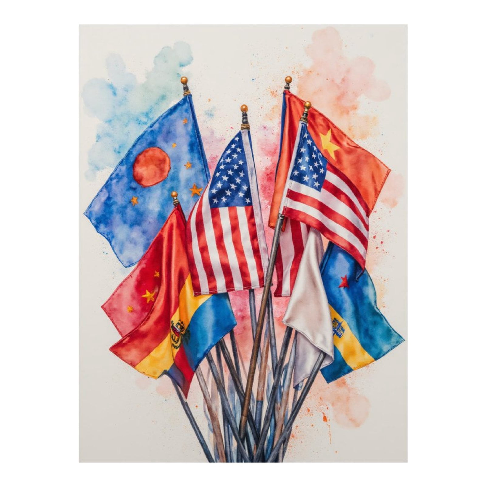 Diamond Art Kit for Adults, Colorful International Flags Art Diamond ...