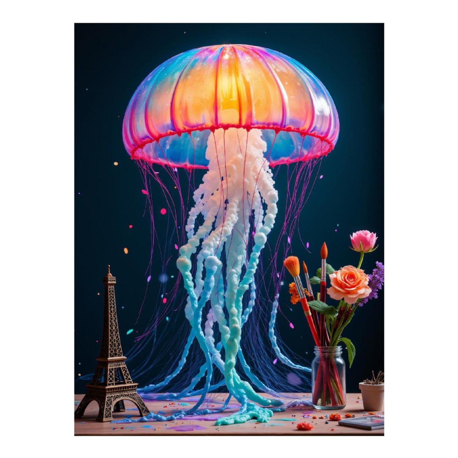Diamond Art Kit for Adults, Colorful Jellyfish Art Scene Brushes ...