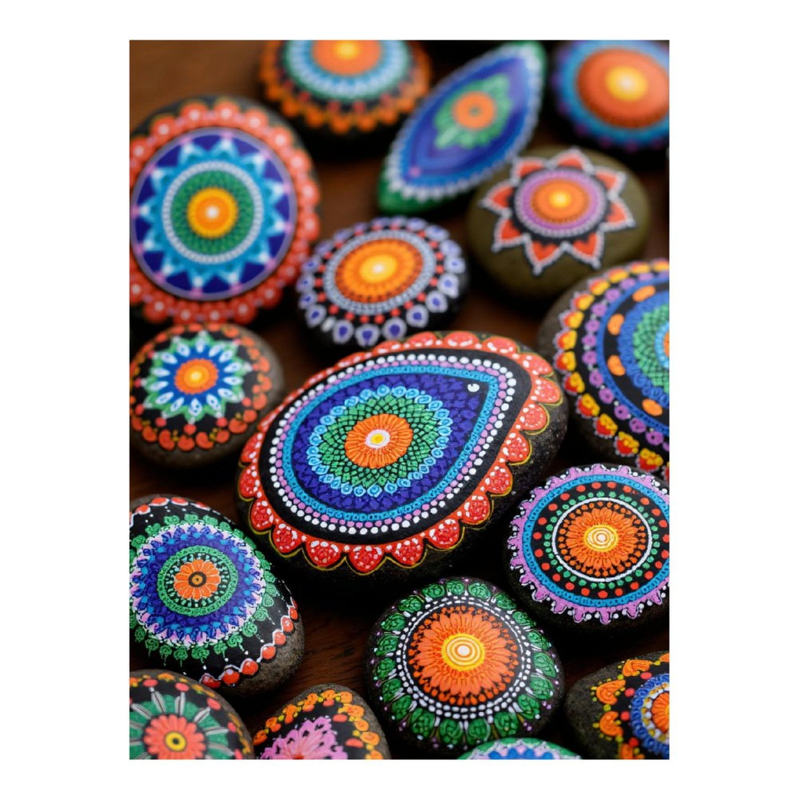 Diamond Art Kit for Adults, Colorful Mandala Painted Stones Diamond ...