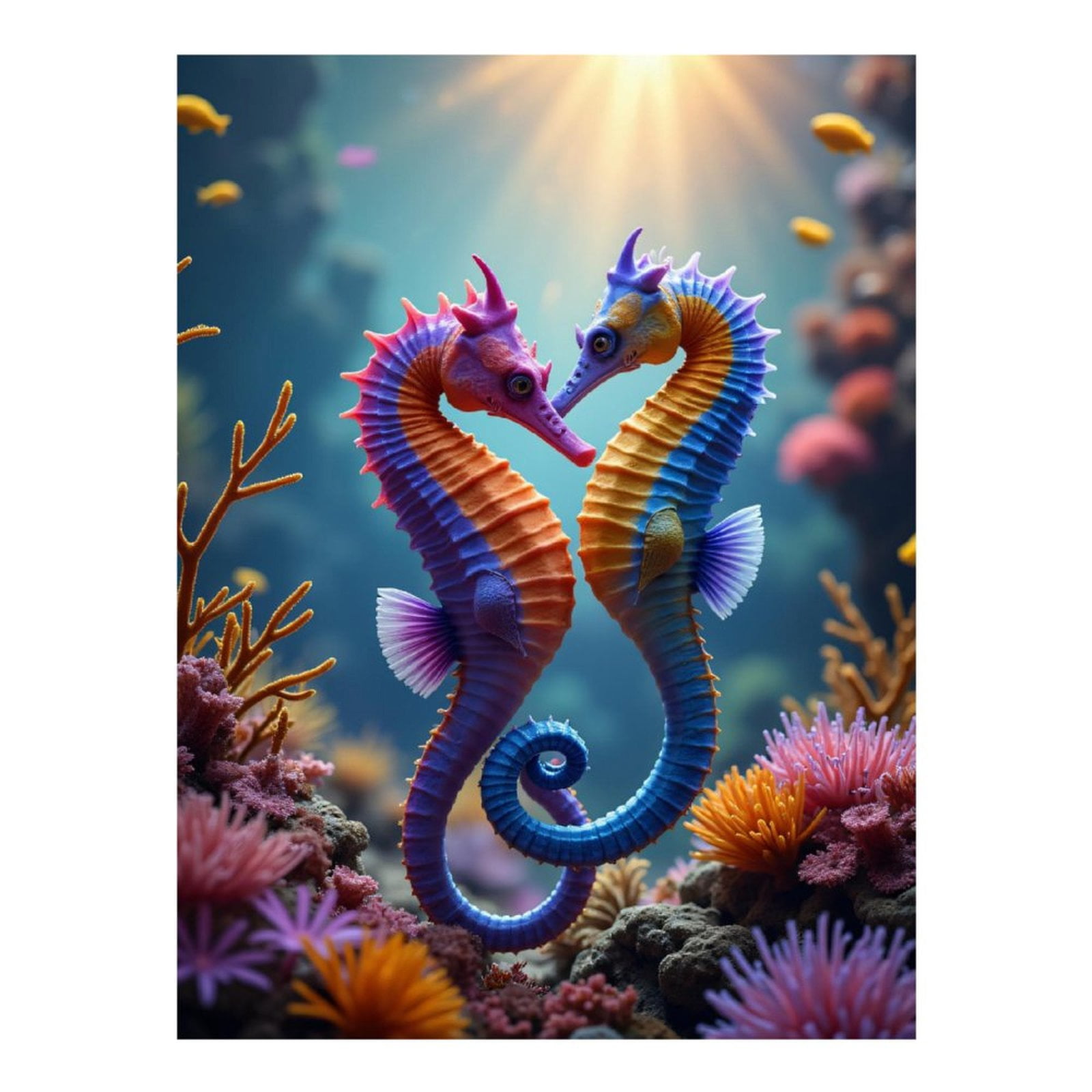 Diamond Art Kit for Adults, Colorful Seahorses Underwater Coral Diamond ...