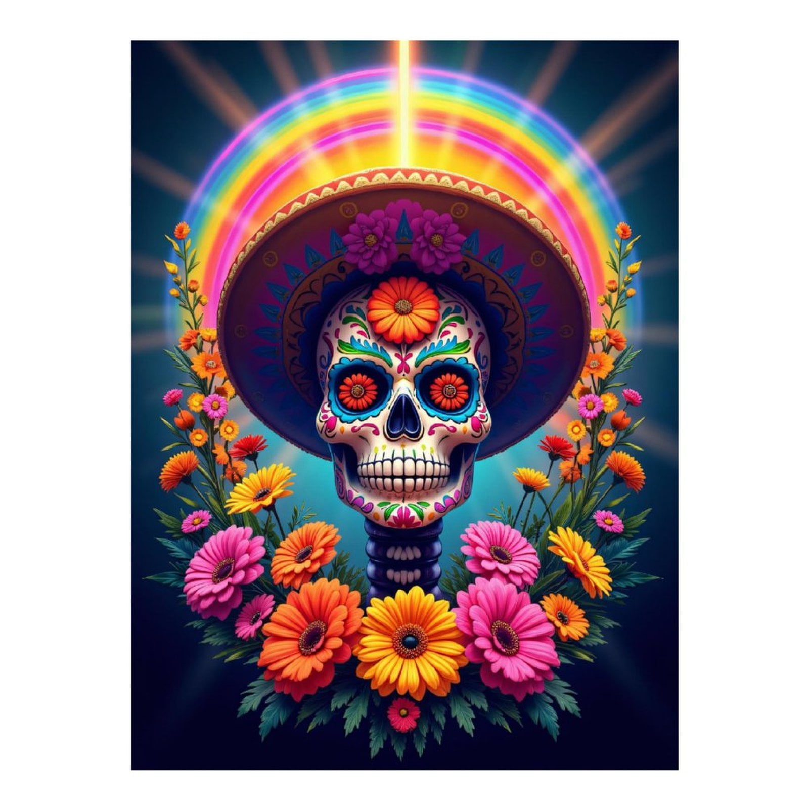 Diamond Art Kit for Adults, Colorful Skull Floral Celebration Diamond ...