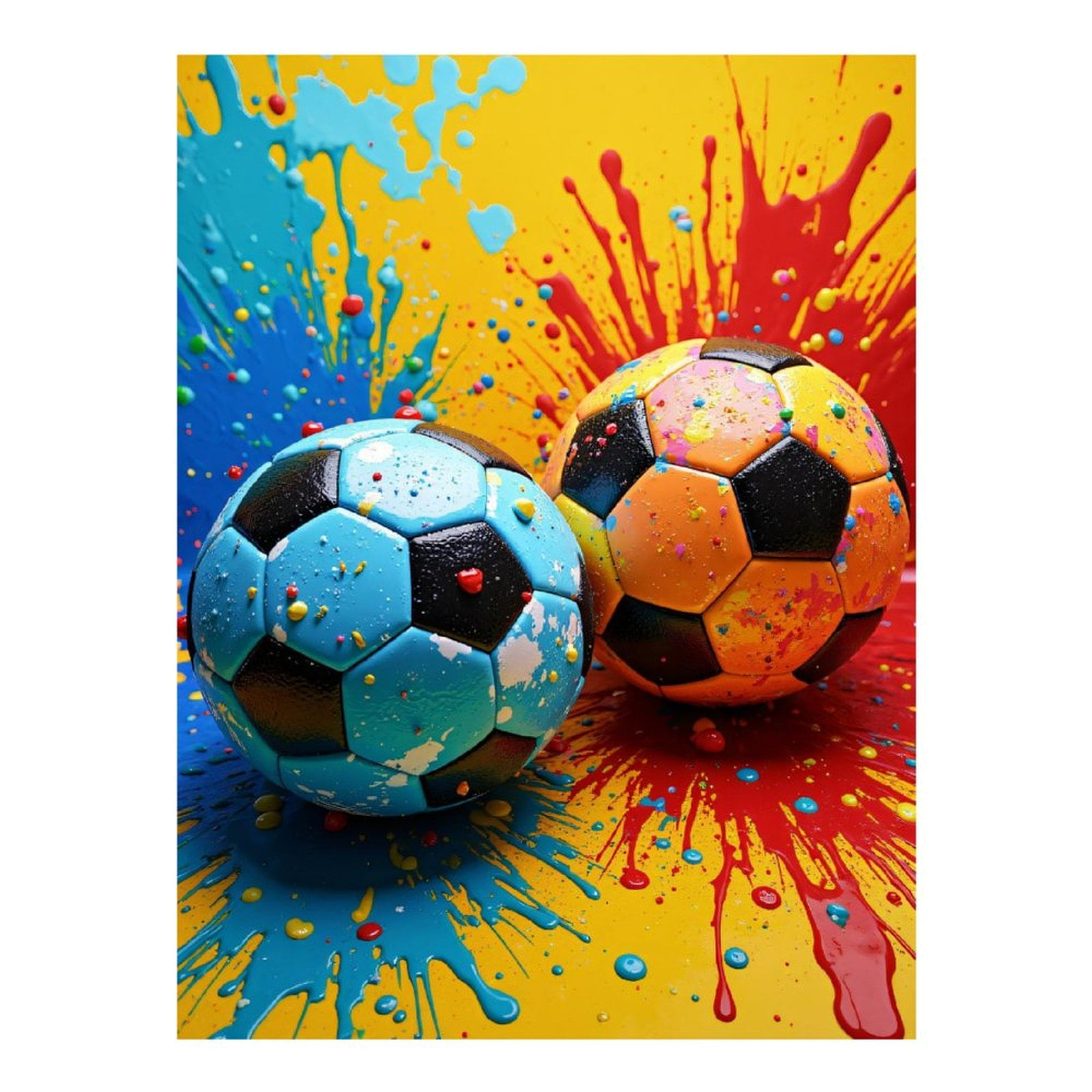 Diamond Art Kit for Adults, Colorful Soccer Balls Paint Splash Diamond ...