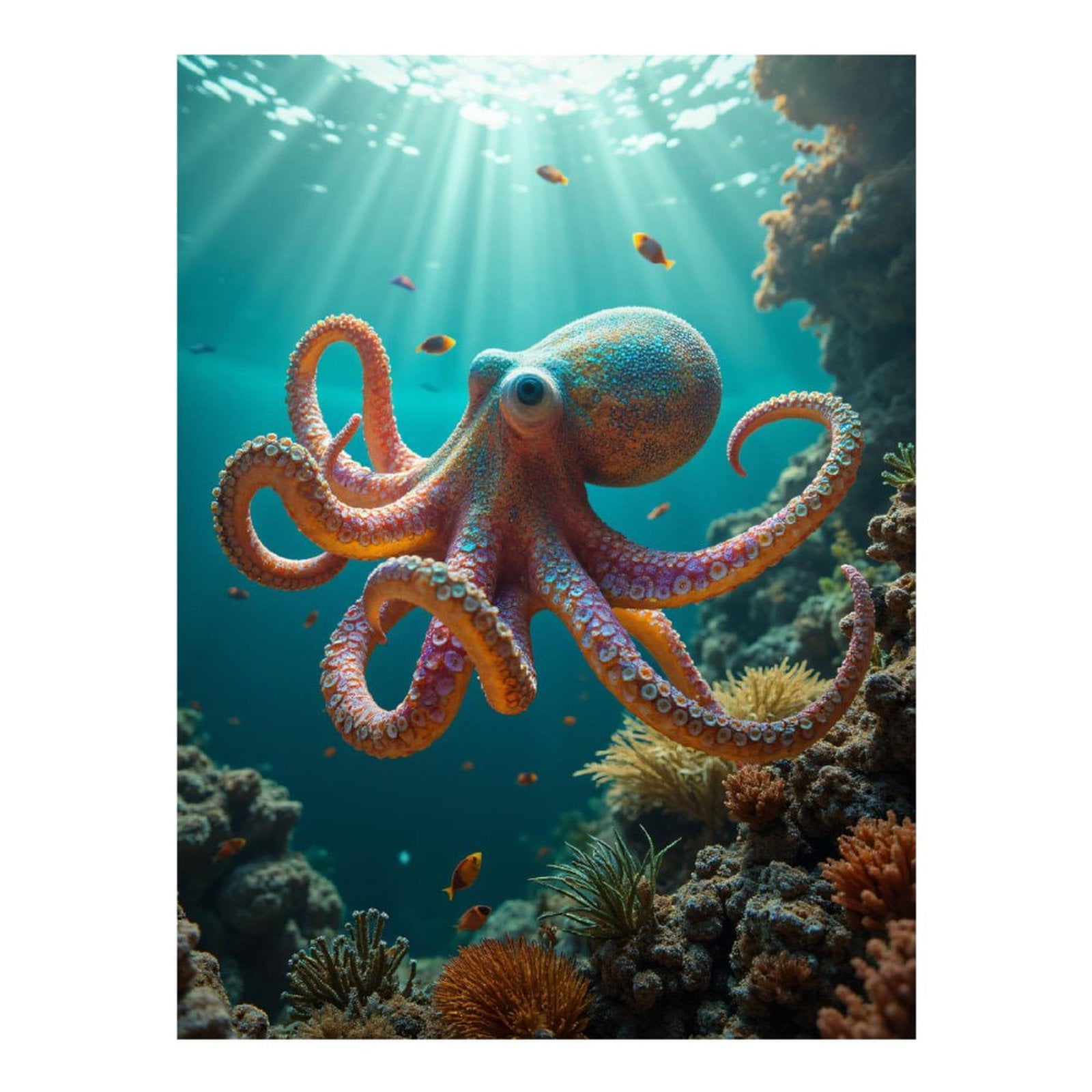 Diamond Art Kit for Adults, Coral Reef Octopus Sunbeams Ocean Diamond ...