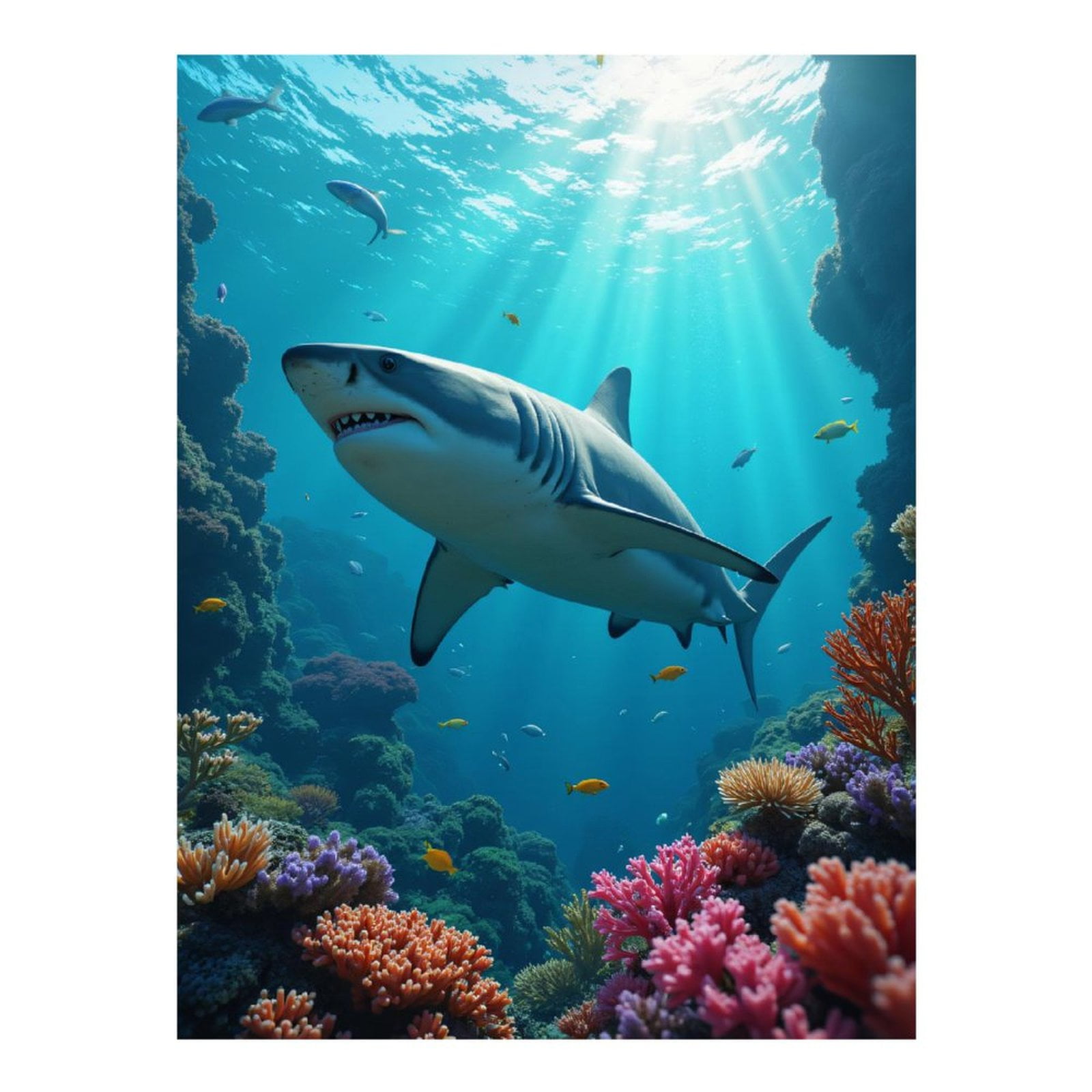 Diamond Art Kit for Adults, Coral Reef Shark Ocean Scene Diamond ...