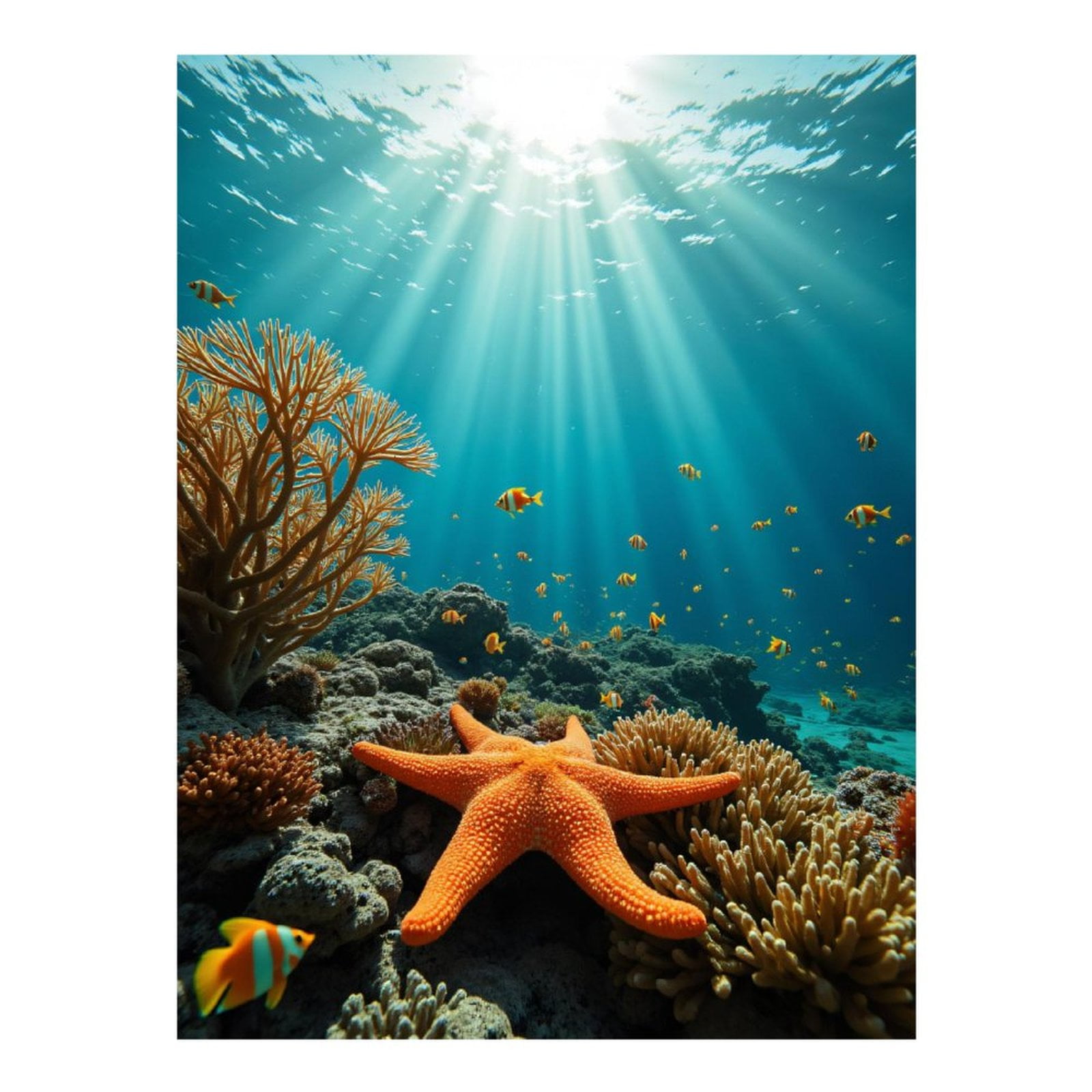 Diamond Art Kit for Adults, Coral Reef Starfish Ocean Scene Diamond ...