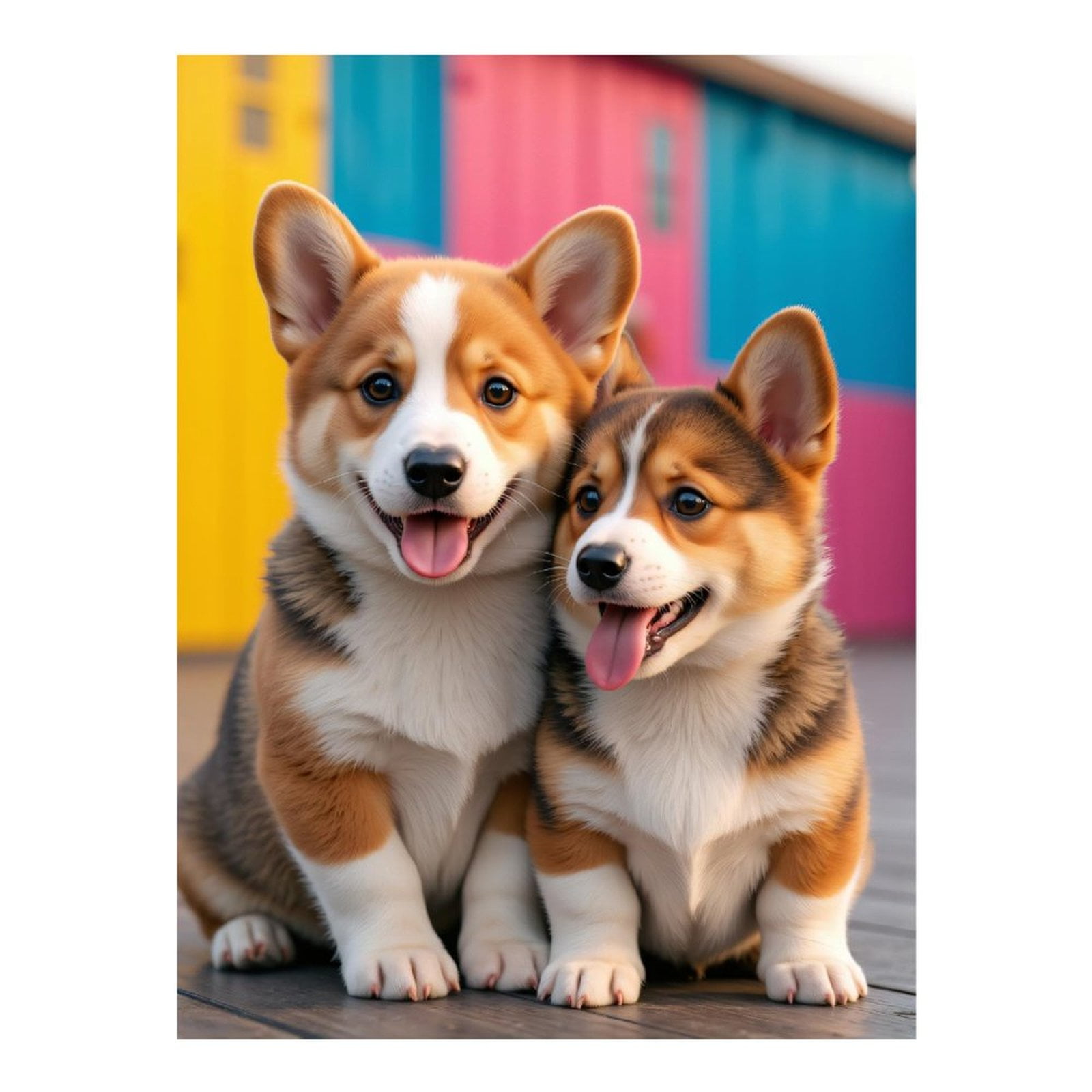 Diamond Art Kit for Adults, Corgi Pups Colorful Background Diamond Painting for Adults Beginners ...