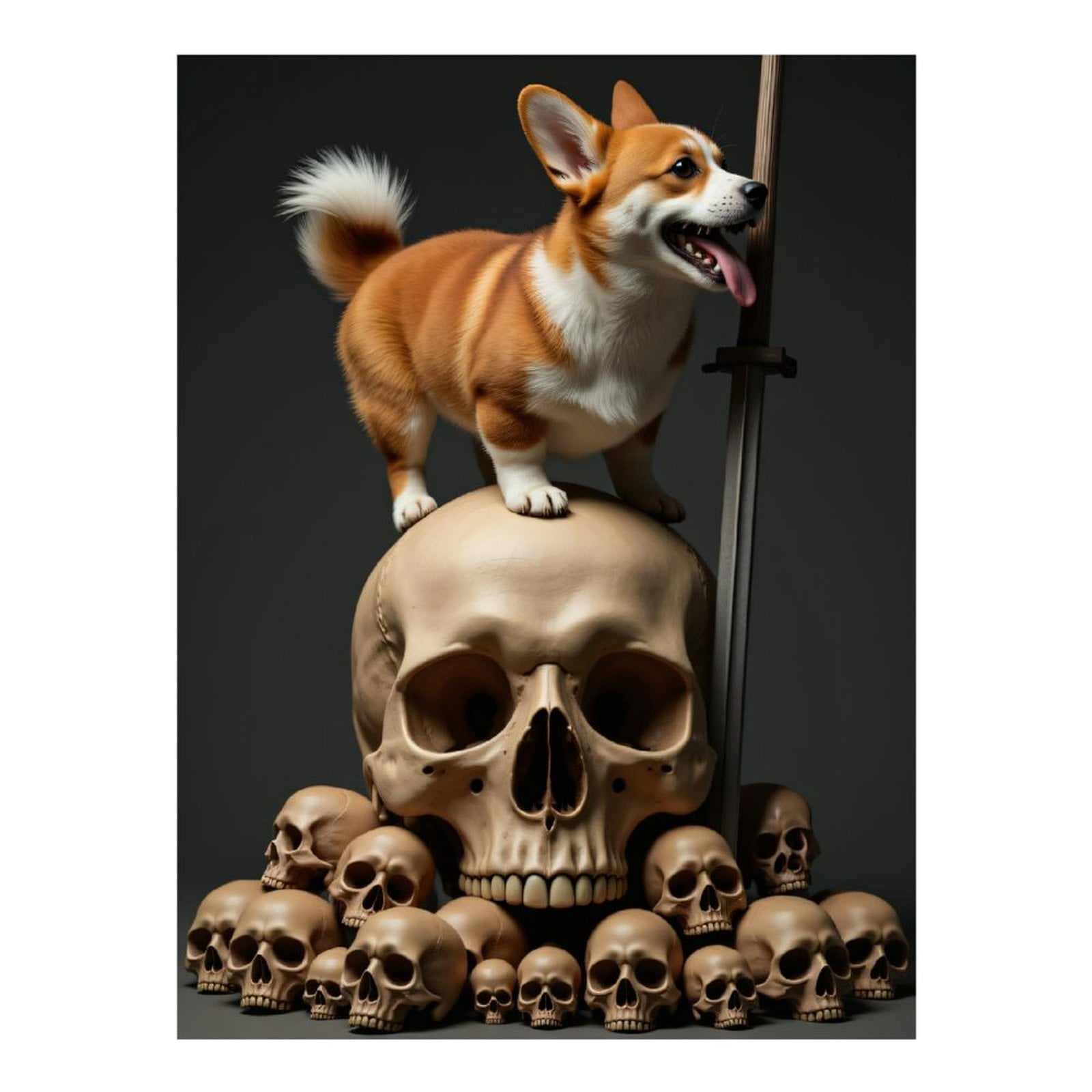 Diamond Art Kit for Adults, Corgi Skull Sword Art Fantasy Diamond ...