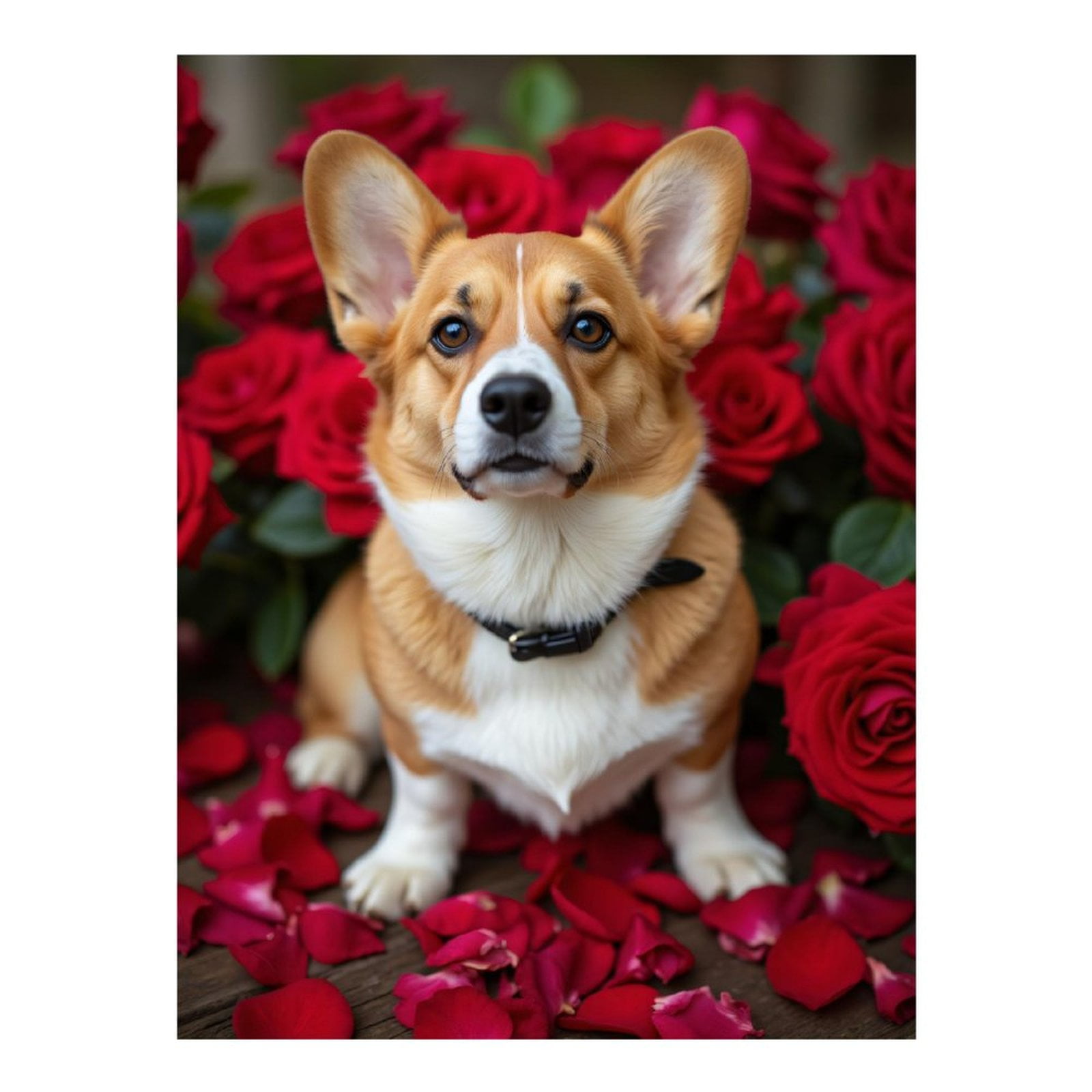 Diamond Art Kit for Adults, Corgi Surrounded By Red Roses Diamond Painting for Adults Beginners ...