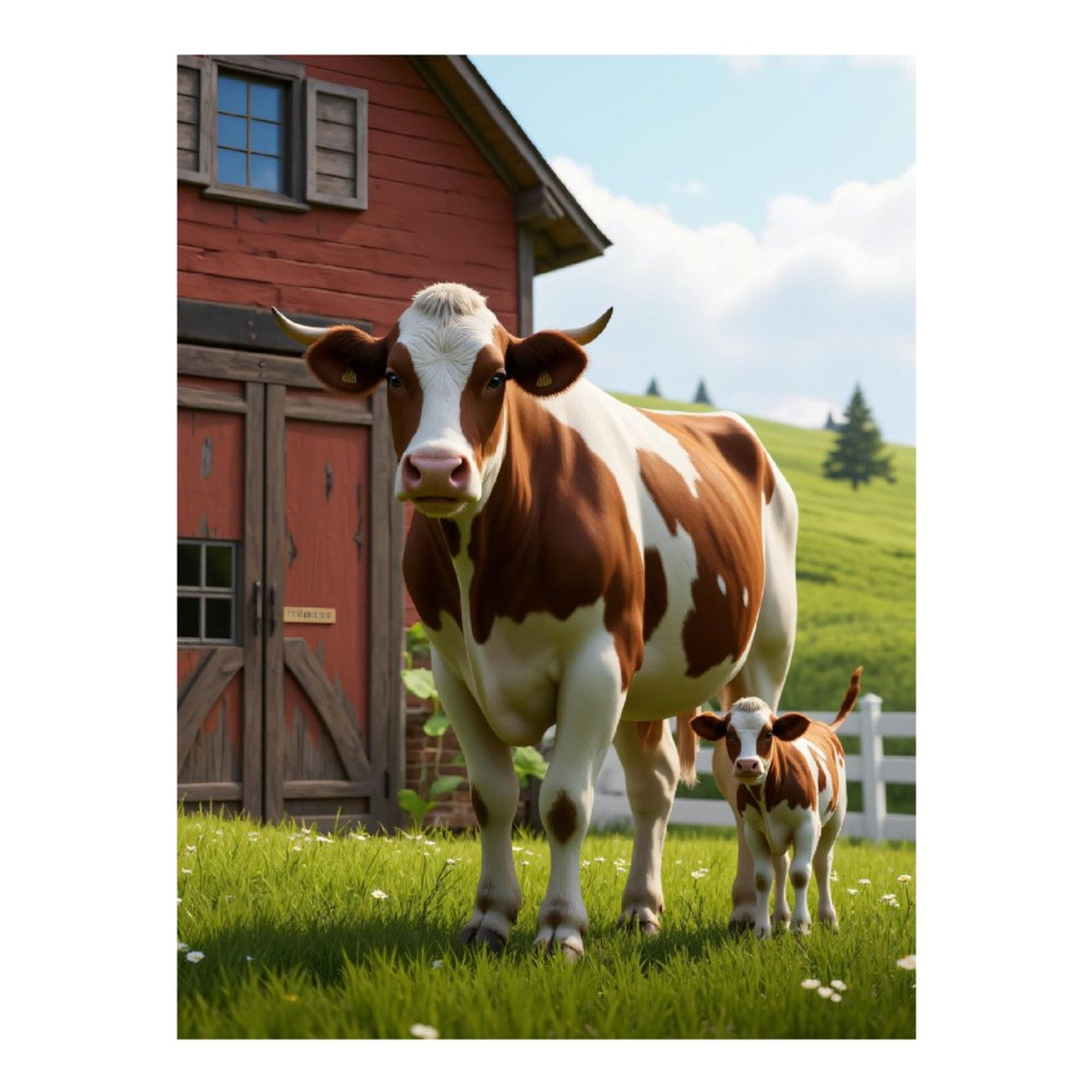 Diamond Art Kit for Adults, Cow And Calf Farm Scene Diamond Painting ...