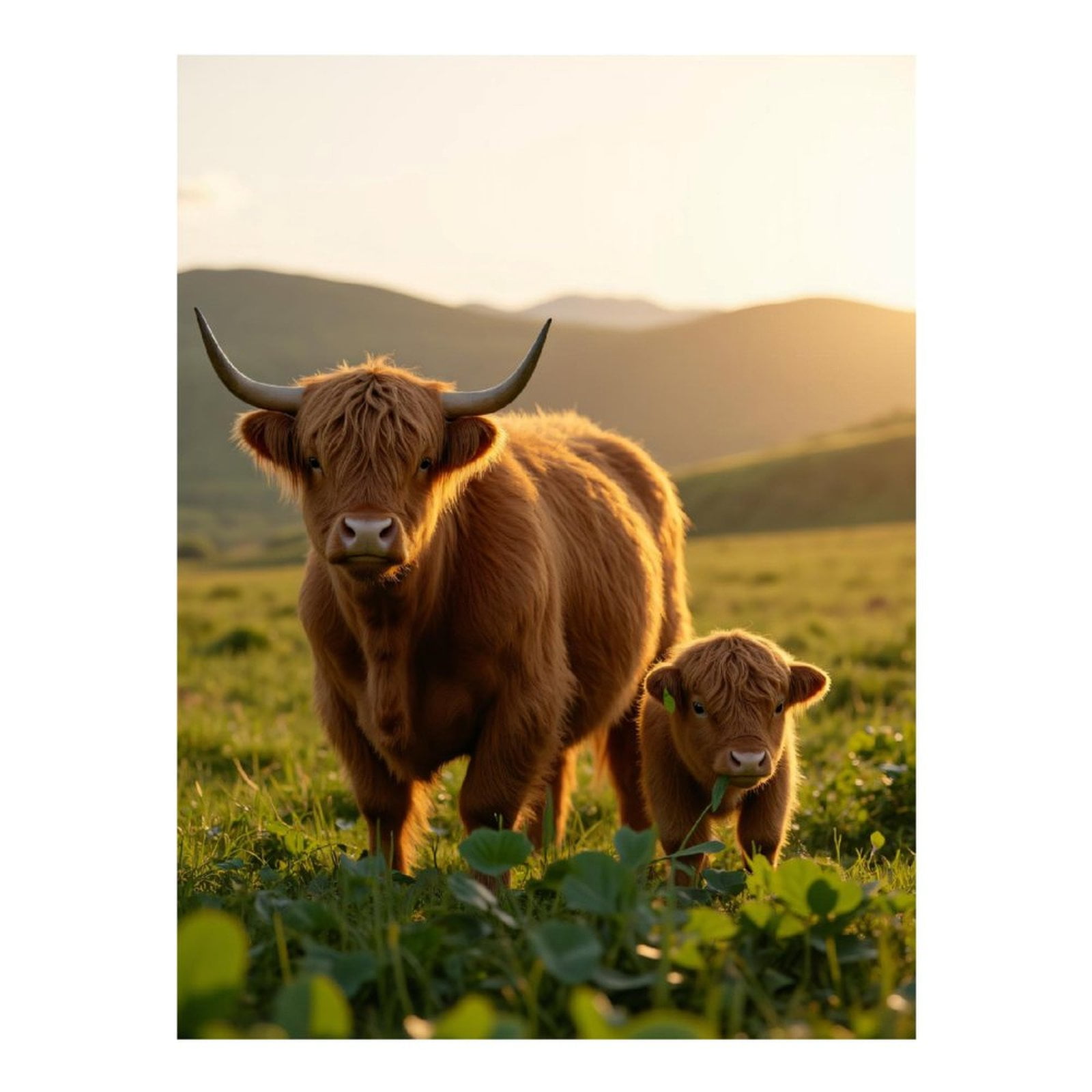 Diamond Art Kit for Adults, Cow Calf Sunset Meadow Scene Diamond ...