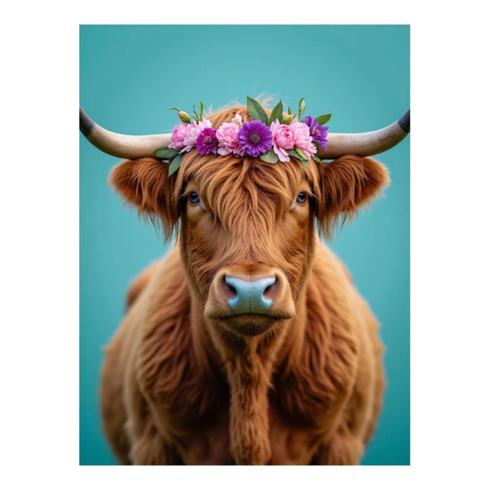Diamond Art Kit for Adults, Cow Floral Headpiece Portrait Diamond ...