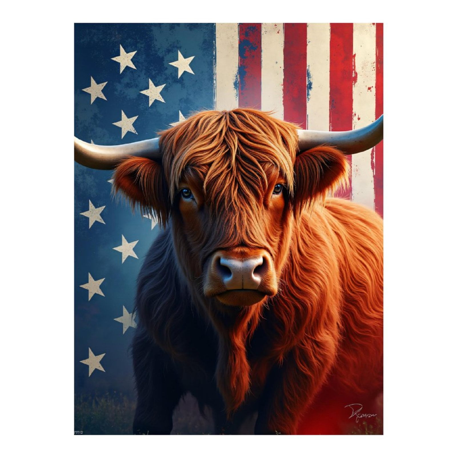 Diamond Art Kit for Adults, Cow Stars Stripes American Background ...