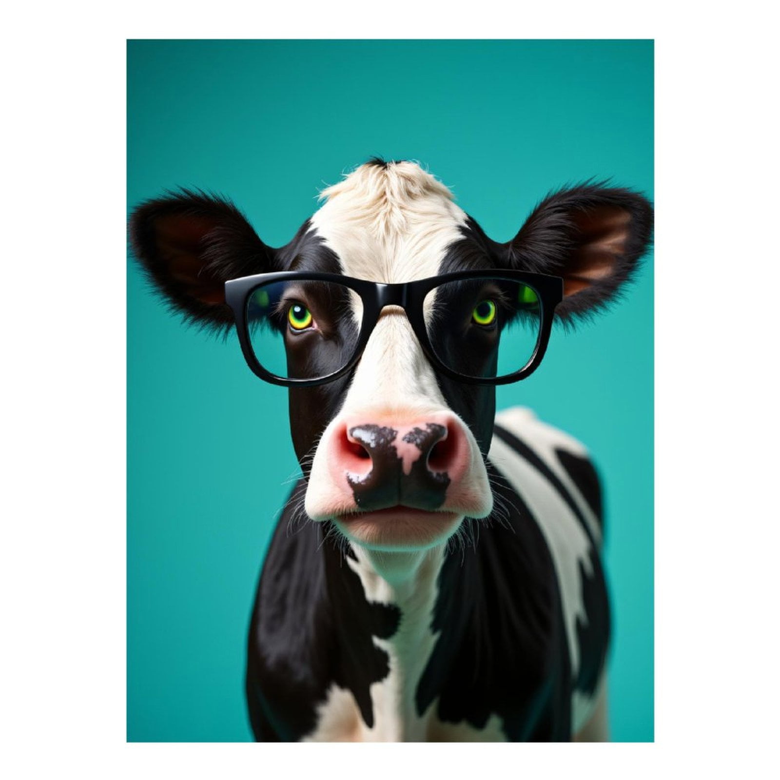 Diamond Art Kit for Adults, Cow Wearing Glasses Turquoise Background ...