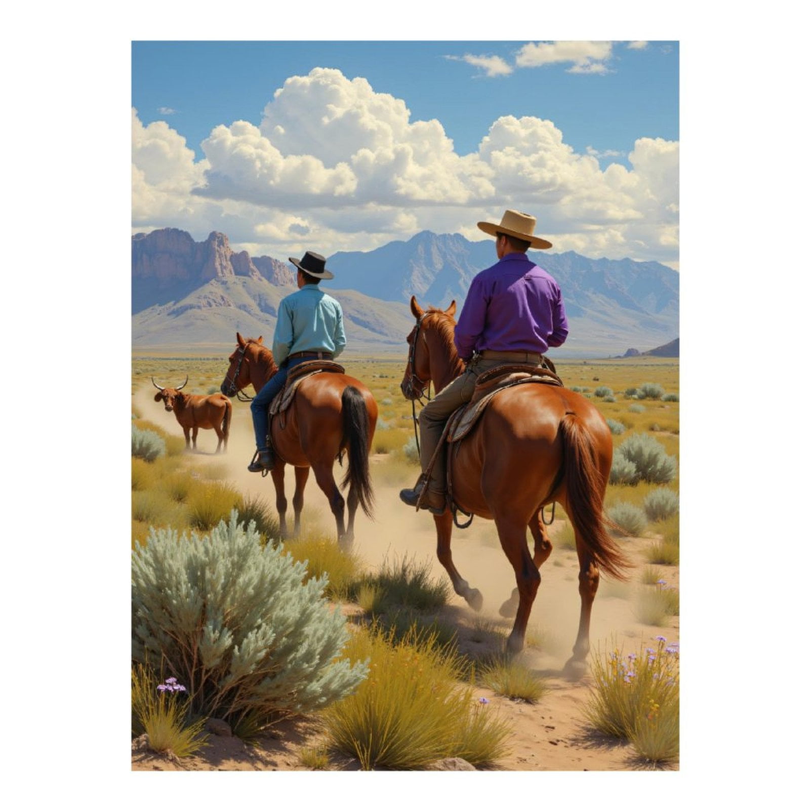 Diamond Art Kit for Adults, Cowboys Riding Desert Horses Diamond ...