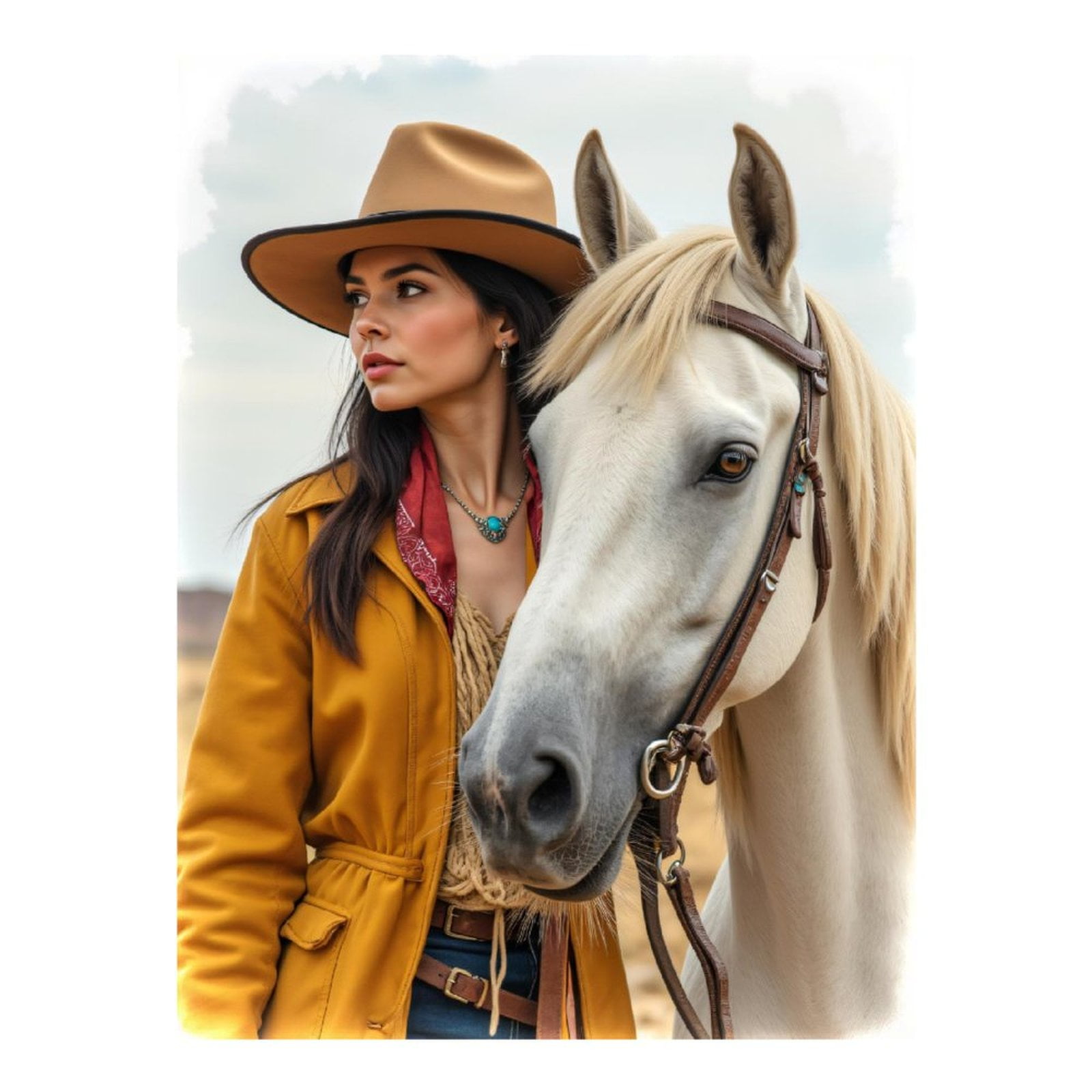 Diamond Art Kit for Adults, Cowgirl With White Horse Swagger Diamond ...