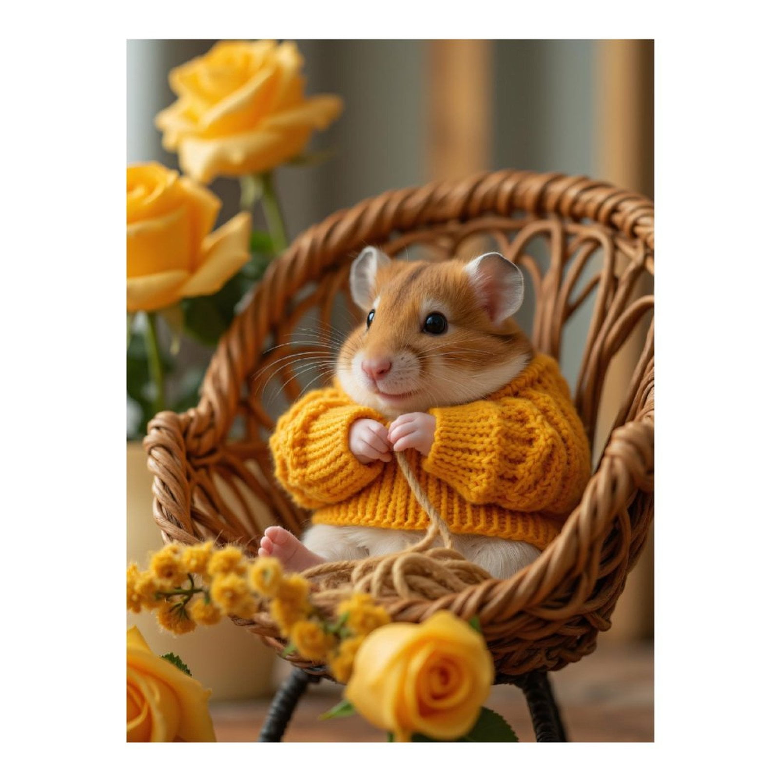 Diamond Art Kit for Adults, Cozy Hamster In Wicker Chair Diamond ...