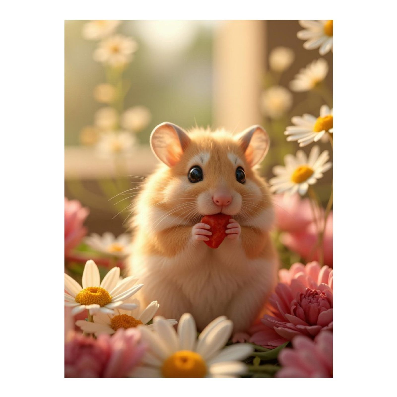 Diamond Art Kit for Adults, Cute Hamster Daisy Flowers Spring Diamond ...