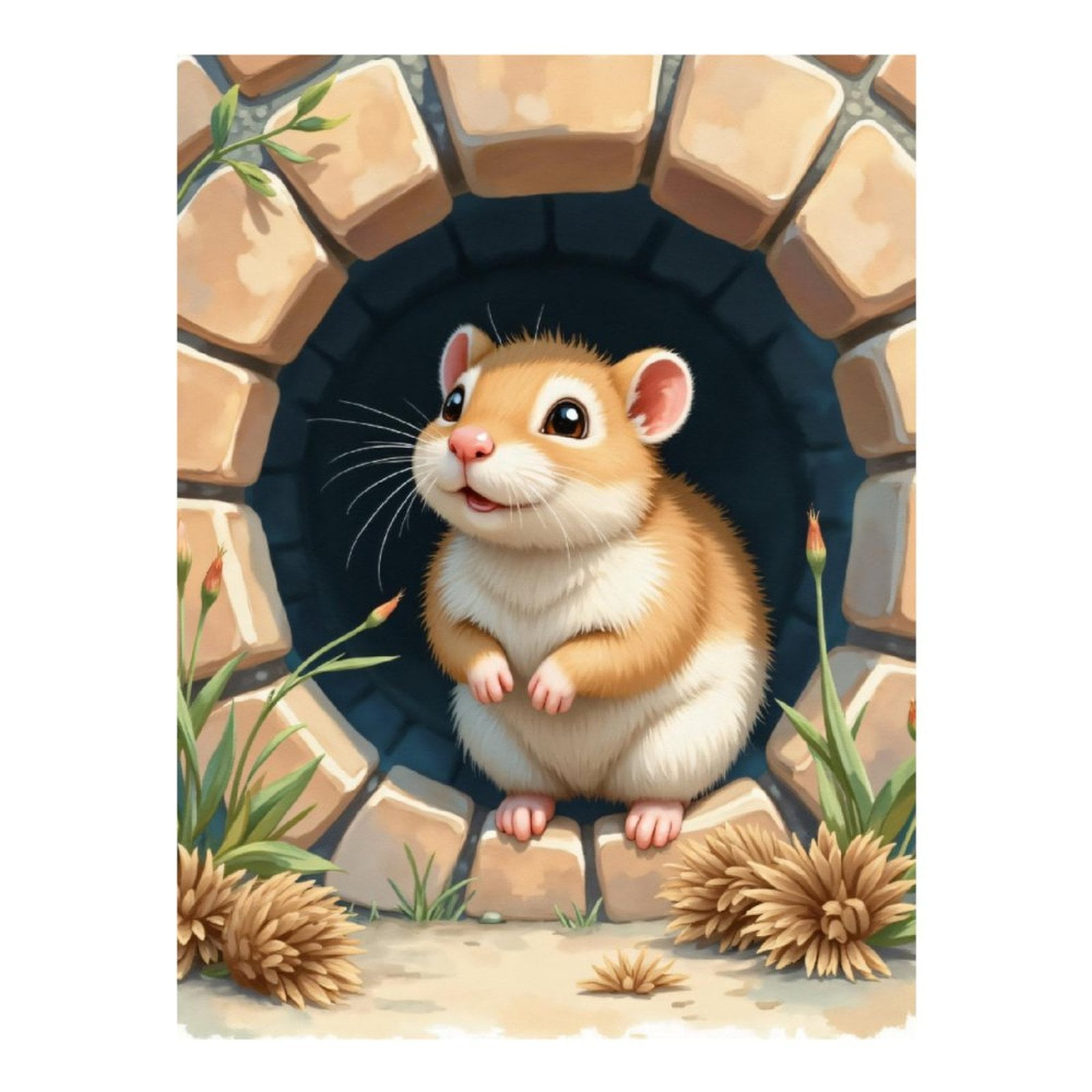 Diamond Art Kit for Adults, Cute Hamster In Stone Tunnel Diamond ...