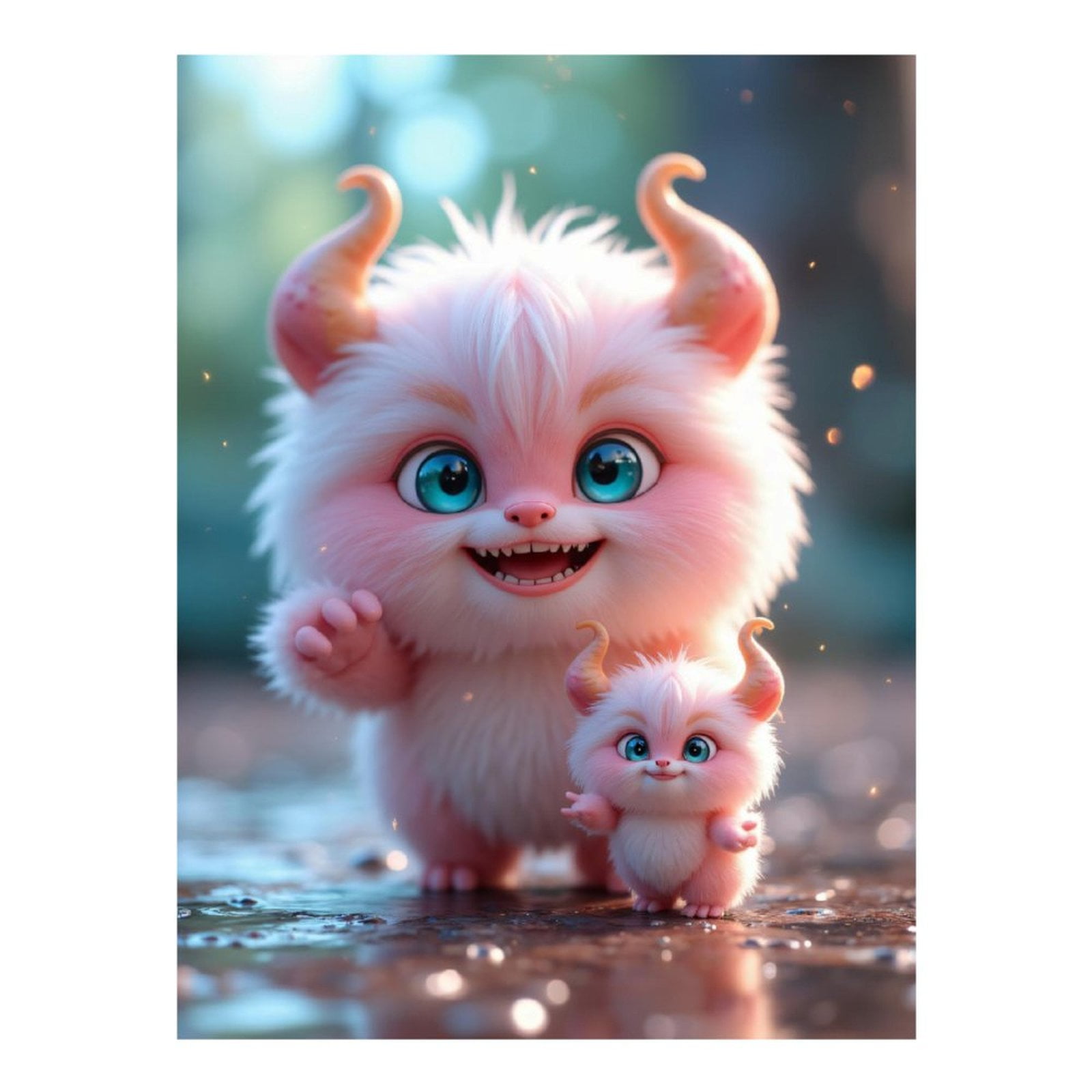 Diamond Art Kit for Adults, Cute Pink Furry Fantasy Creatures Diamond ...
