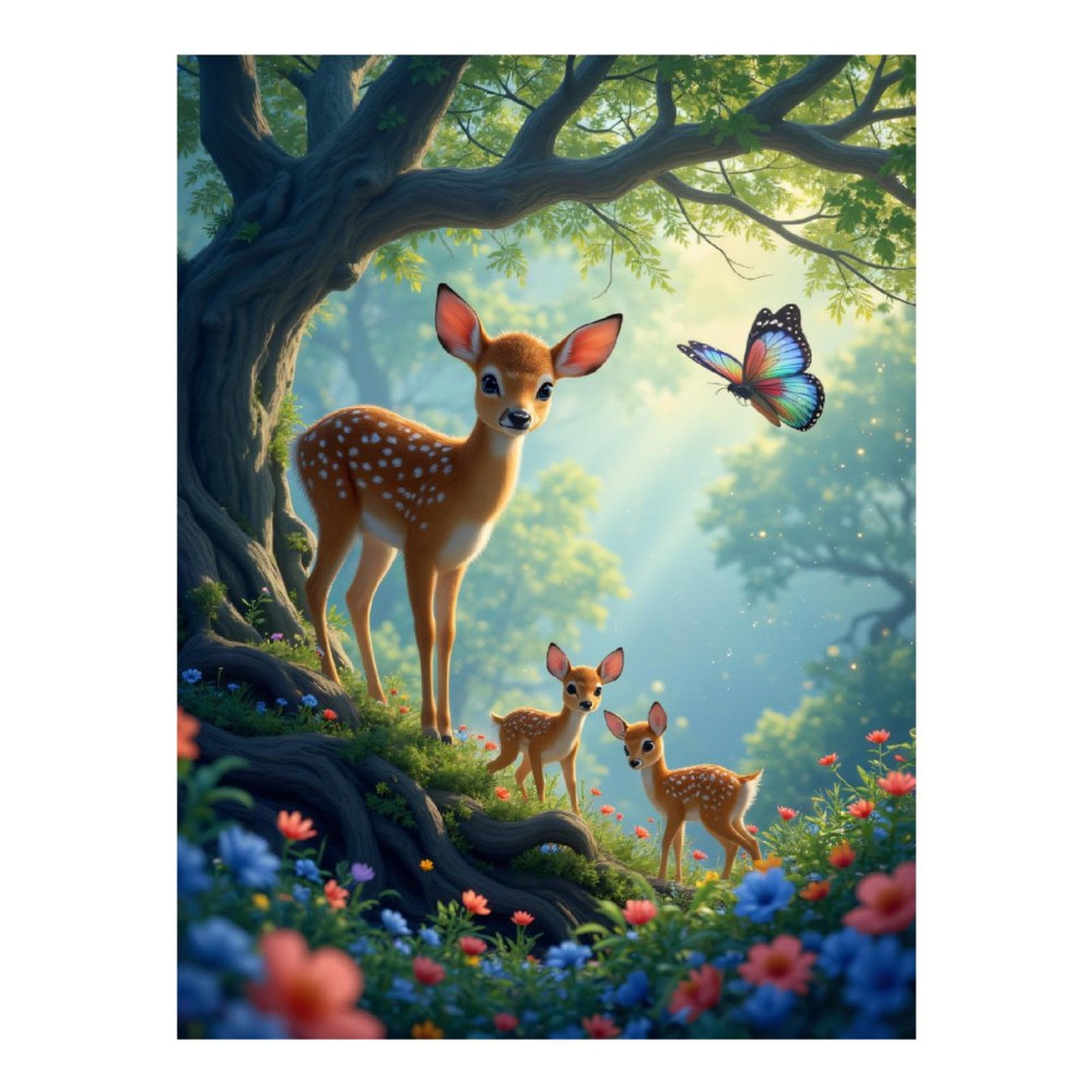 Diamond Art Kit for Adults, Deer Family In Enchanted Forest Diamond ...