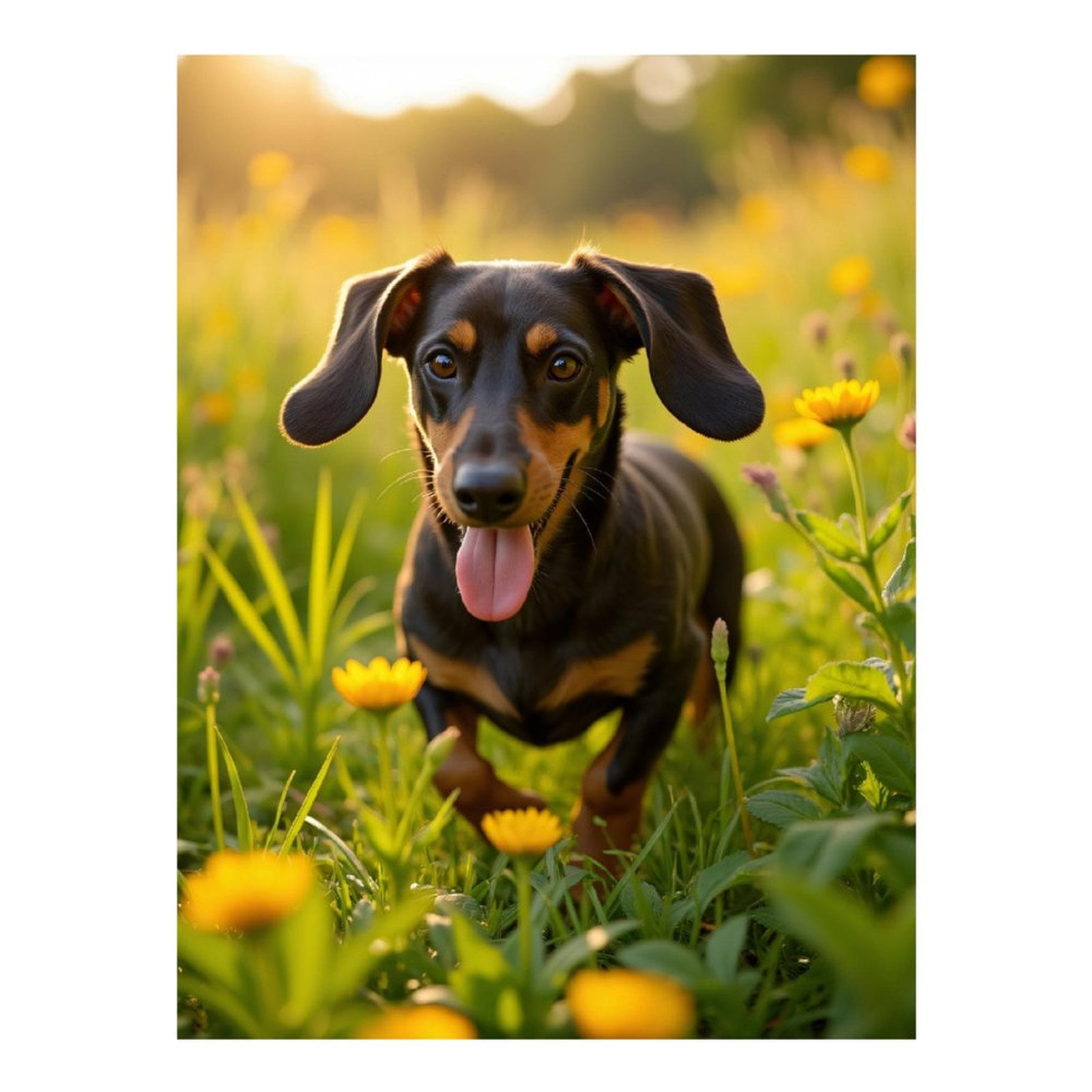 Diamond Art Kit for Adults, Dog Yellow Flowers Sunny Field Diamond ...