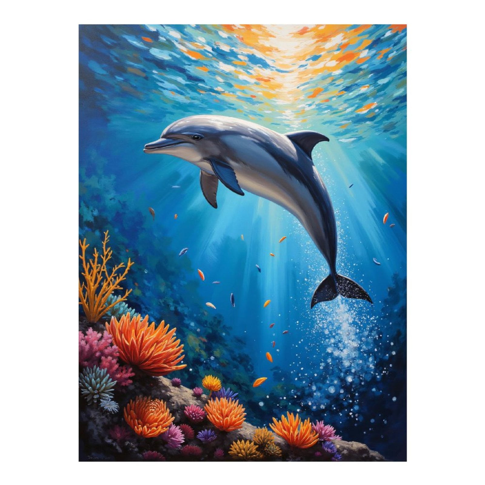Diamond Art Kit for Adults, Dolphin Ocean Coral Reef Serenity Diamond ...