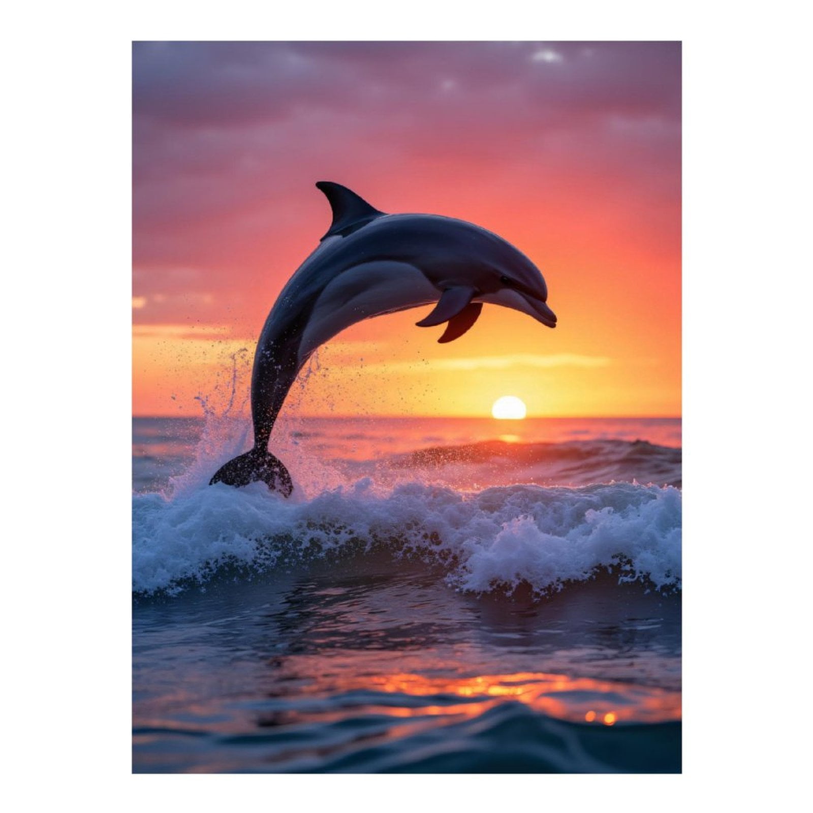Diamond Art Kit for Adults, Dolphin Sunset Ocean Waves Jump Diamond ...