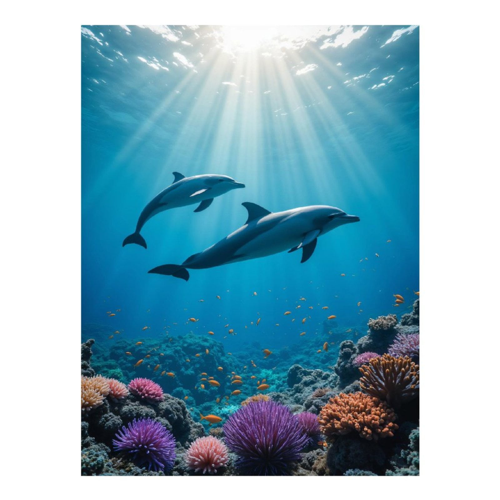 Diamond Art Kit for Adults, Dolphins Coral Reef Ocean Sunlight Diamond ...
